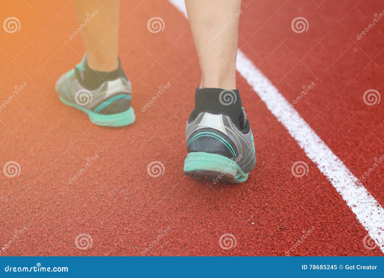Legs of a Man Walk Around the Track on a Sunny Spring Day Stock Image ...
