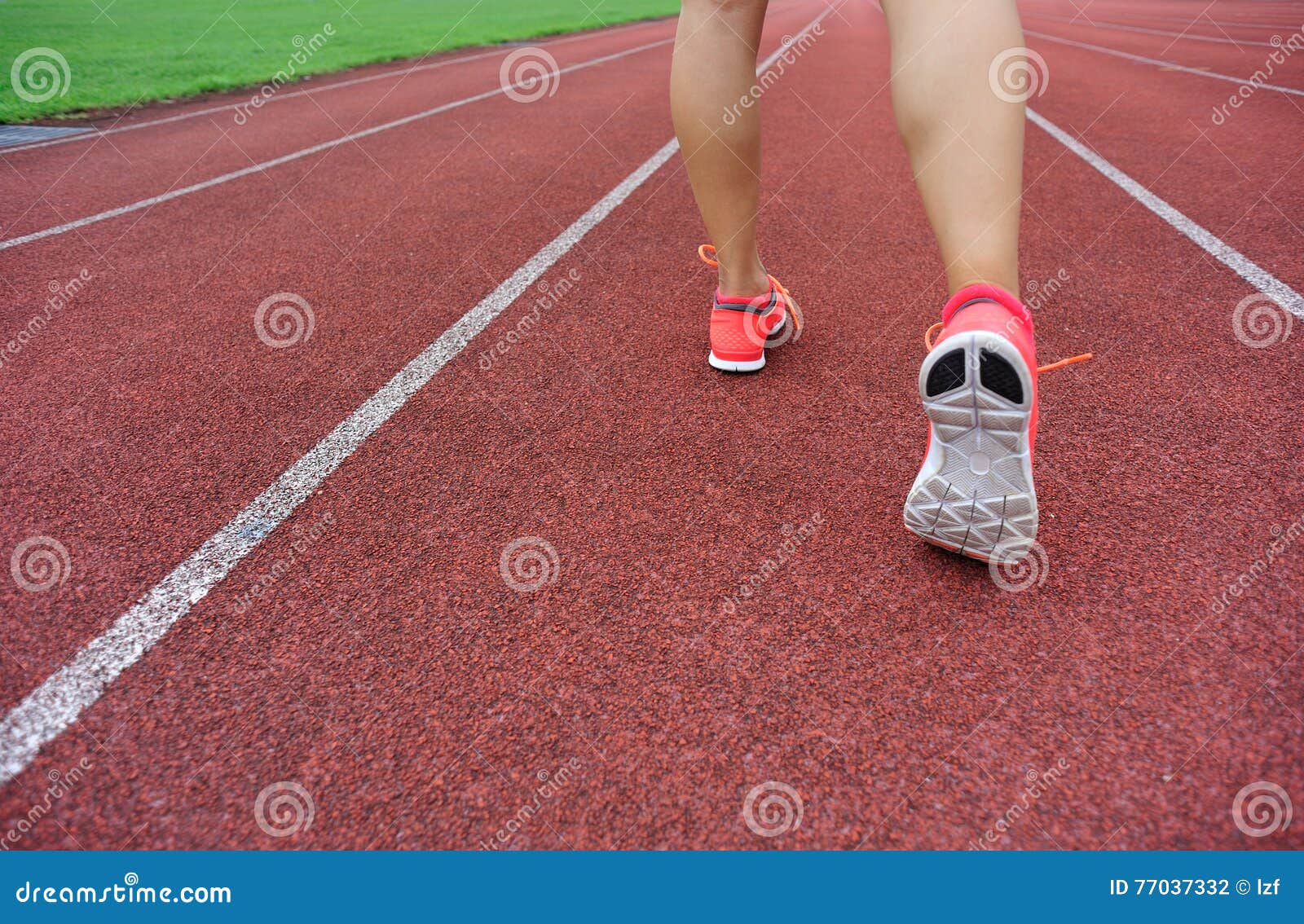 Legs on Red Running Track in Stadium Stock Photo - Image of event ...
