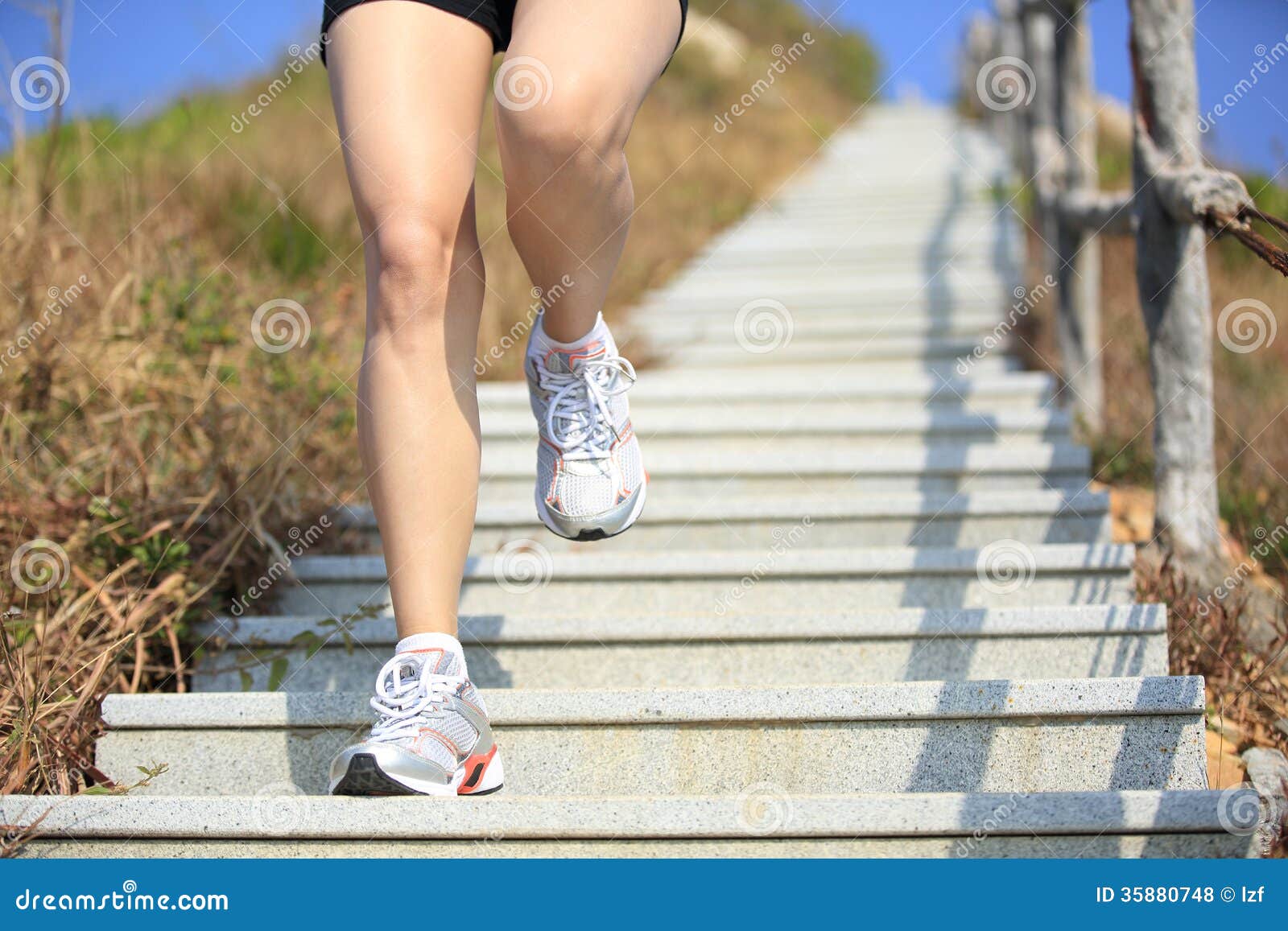 Legs running on mountain stock photo. Image of handrail - 35880748