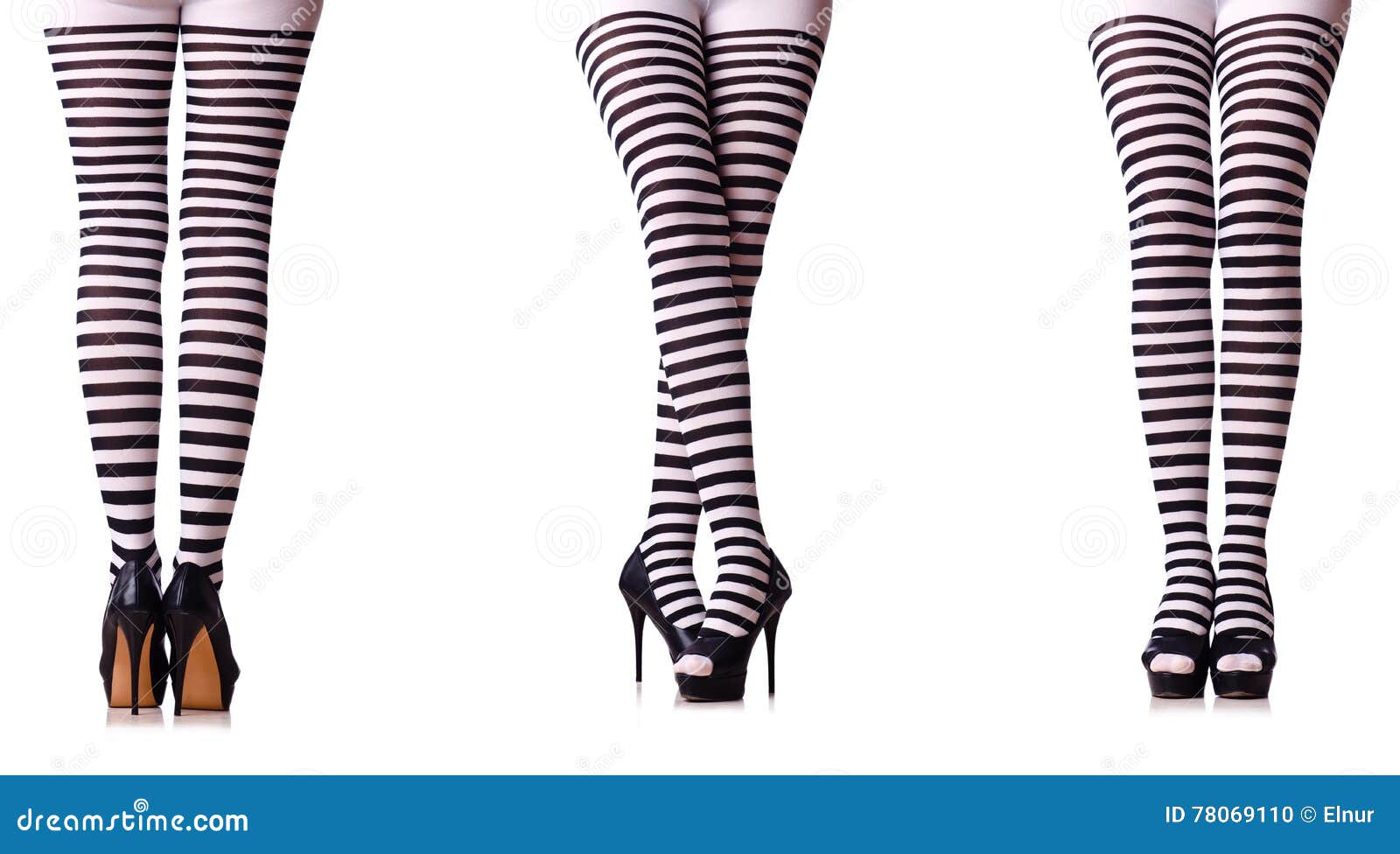 The Legs with Striped Stockings Isolated on White Stock Photo - Image ...