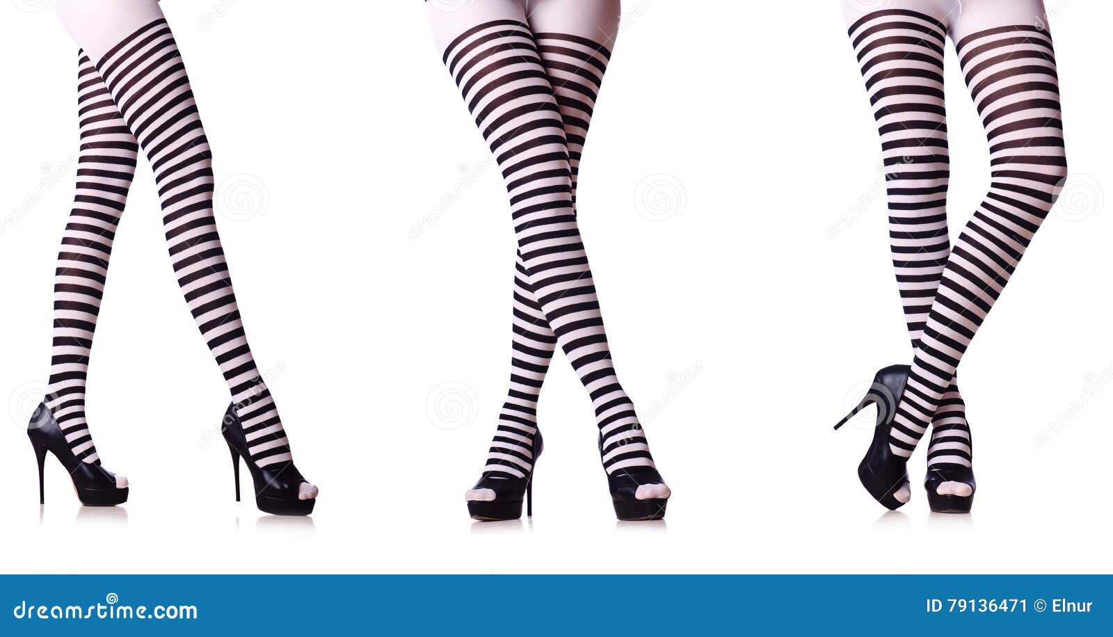 The Legs with Striped Stockings Isolated on White Stock Image - Image ...