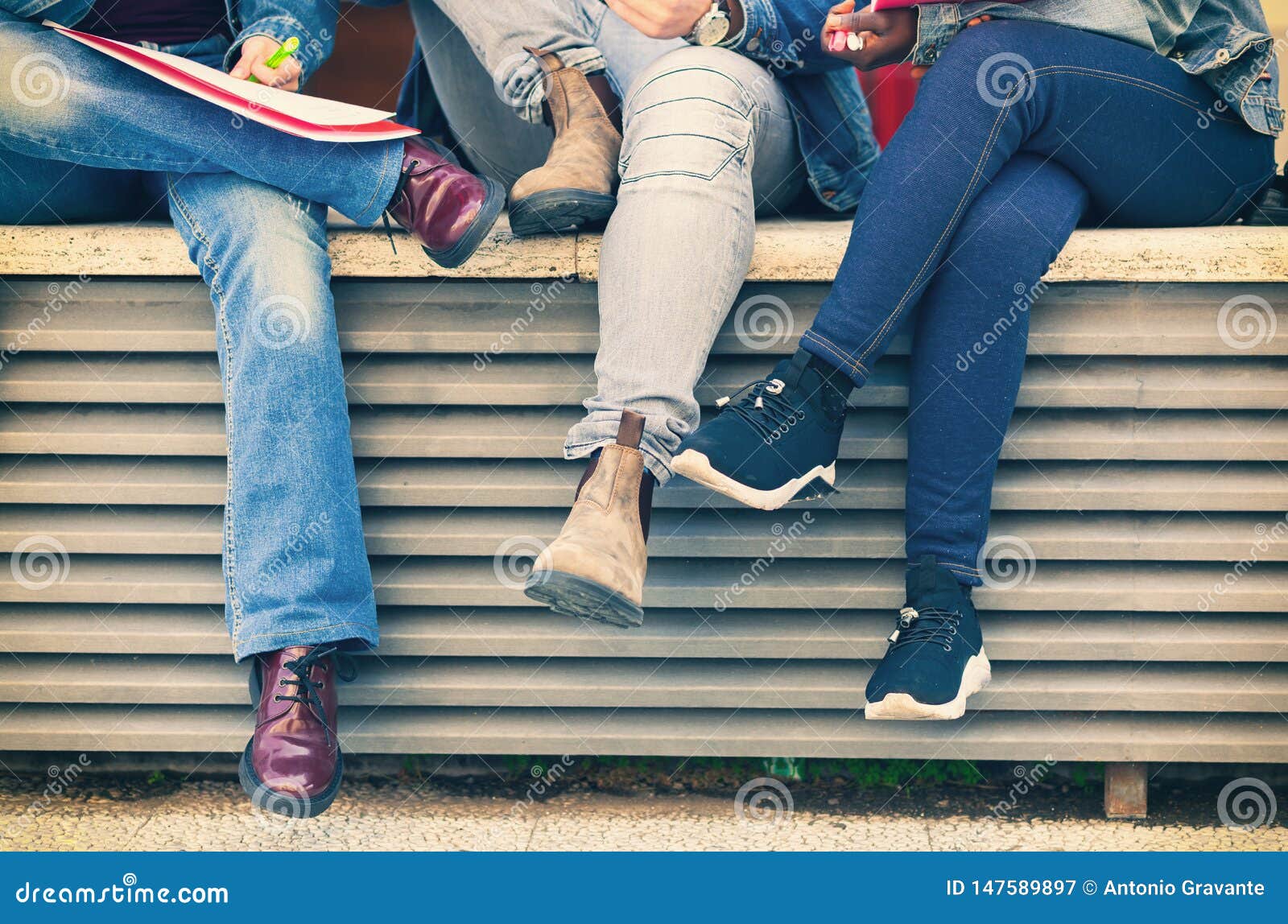 Students On A Bench Royalty-Free Stock Image | CartoonDealer.com #7558510
