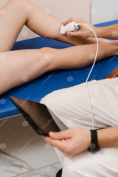 Legs Ultrasound Scan Veins And Arteries Of Woman Vascular Surgeon Examines Veins And Arteries