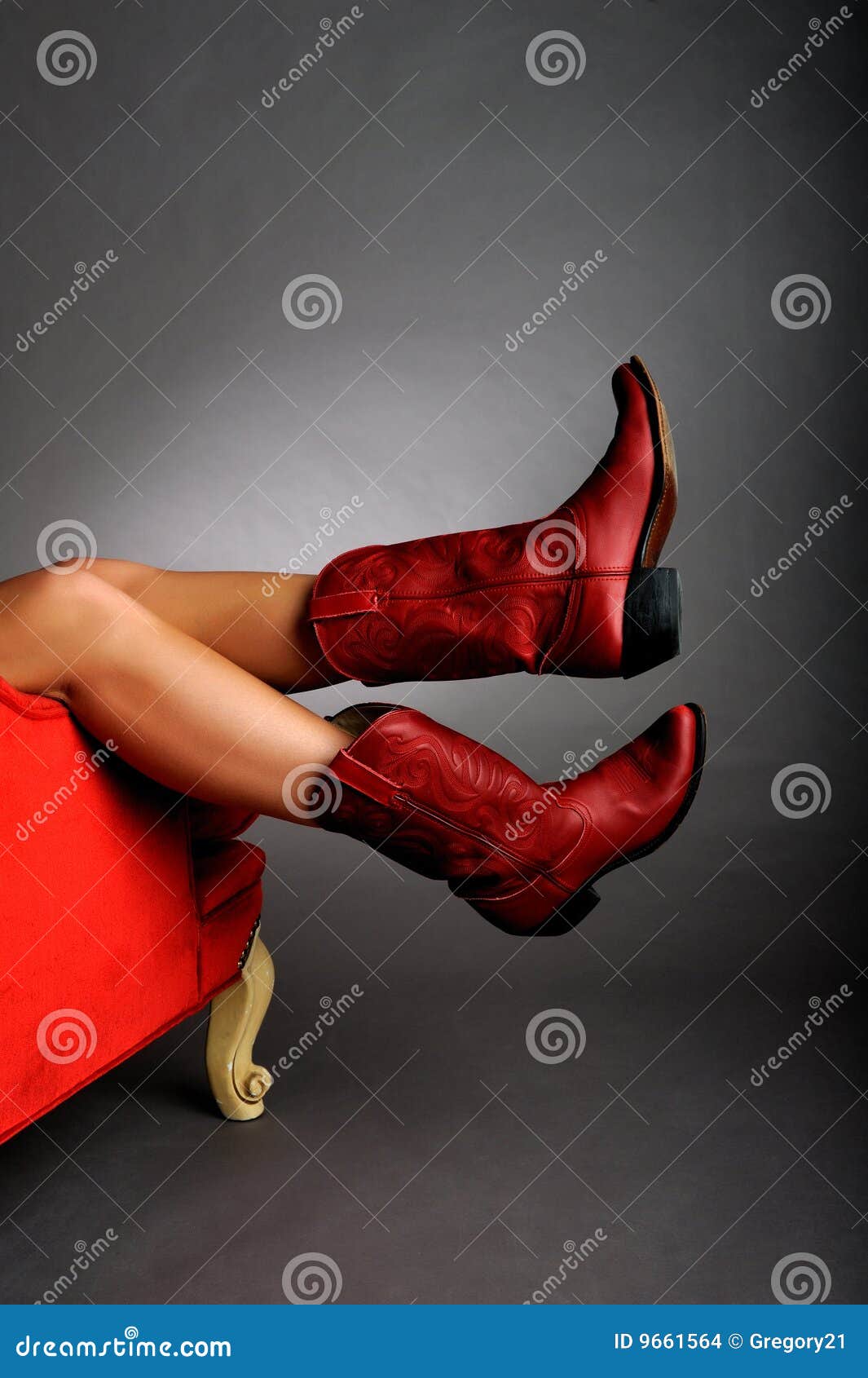 Legs Wearing Red Boots stock photo. Image of background - 9661564