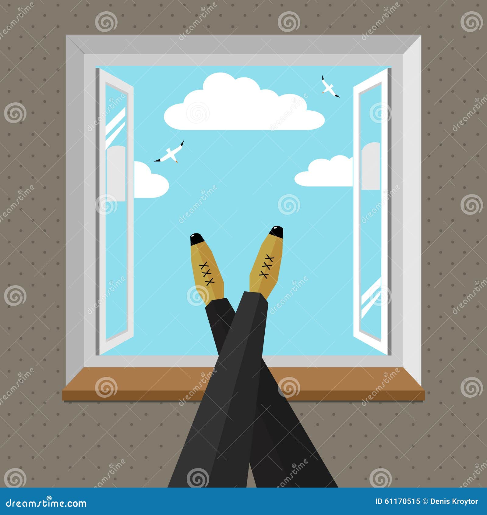 Legs on window. stock vector. Illustration of wallpaper - 61170515
