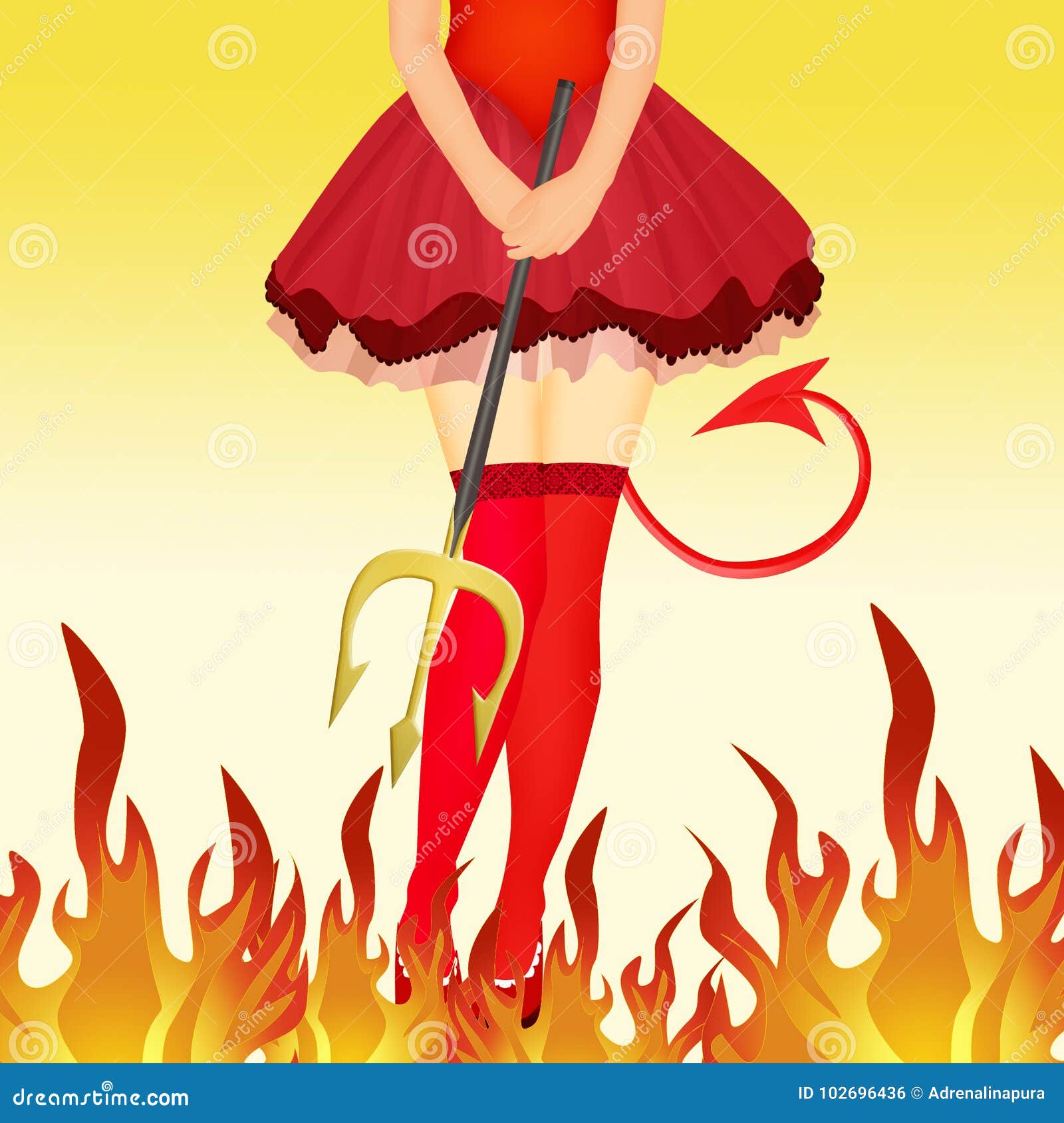 Legs of Woman with Devil Costume with Gallows Stock Illustration ...