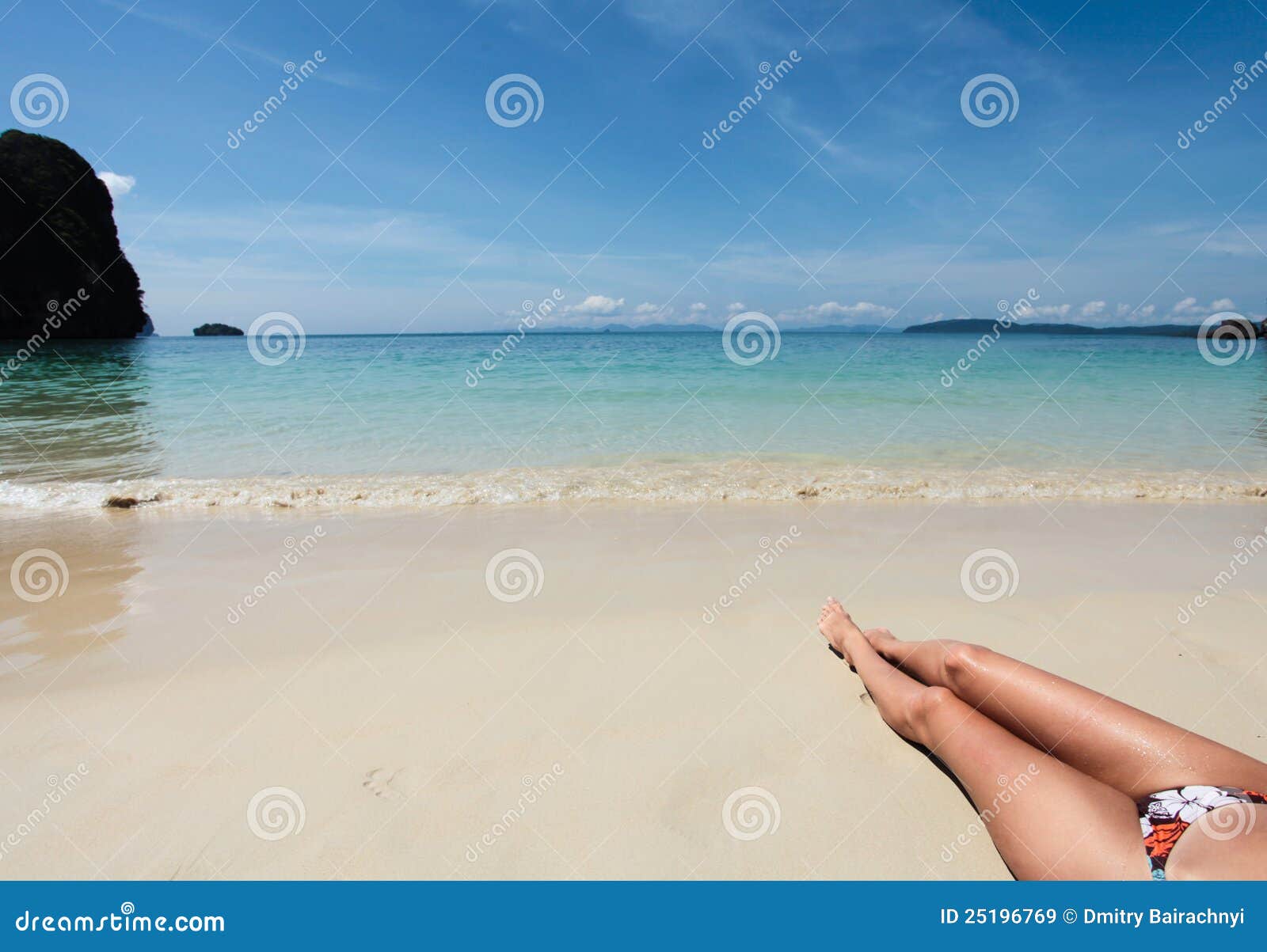 Legs of Young Woman on the Beach Stock Image - Image of blue ...