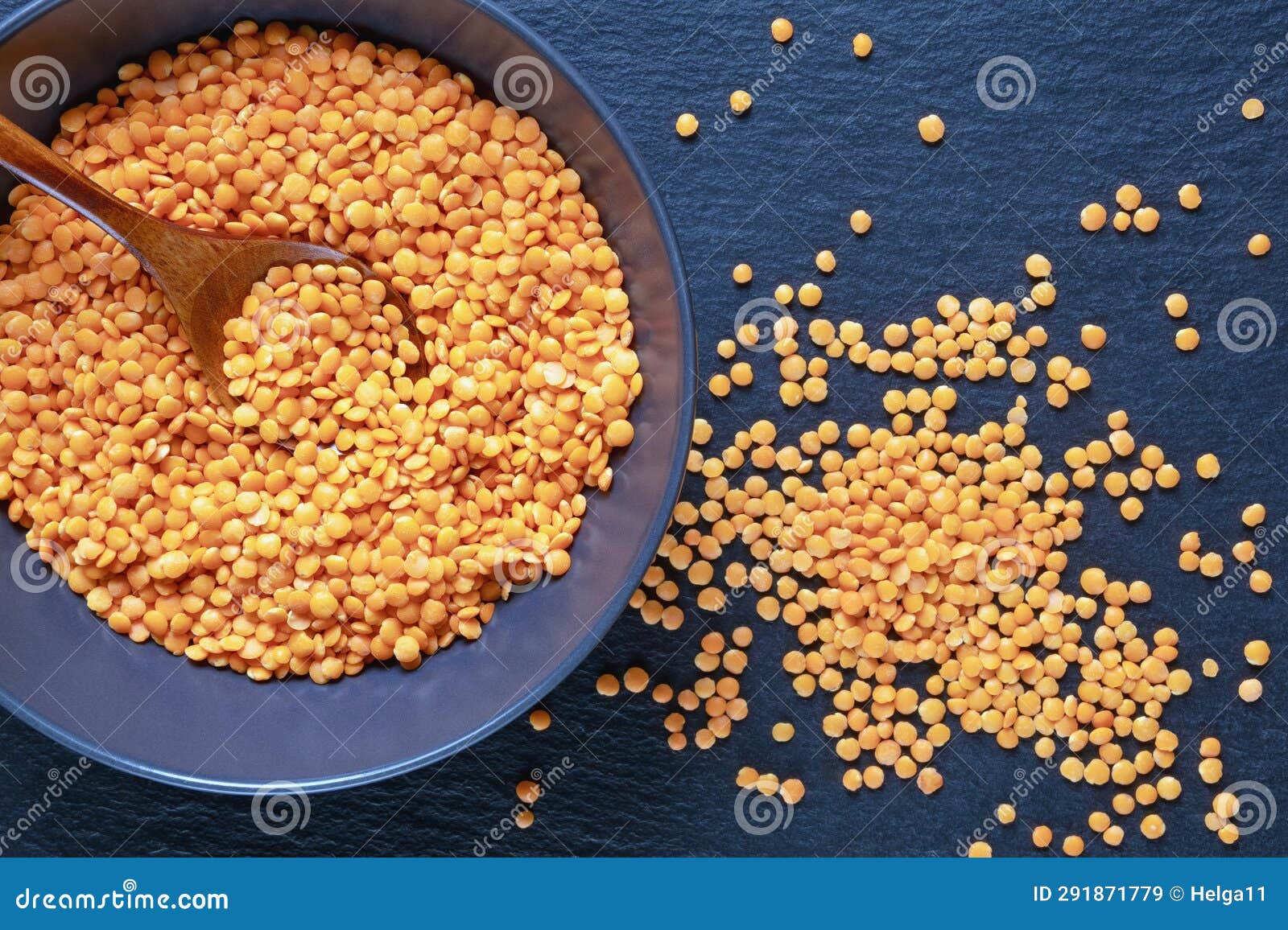 Dry Red Lentils in Plate on Dark Table Stock Image - Image of orange ...