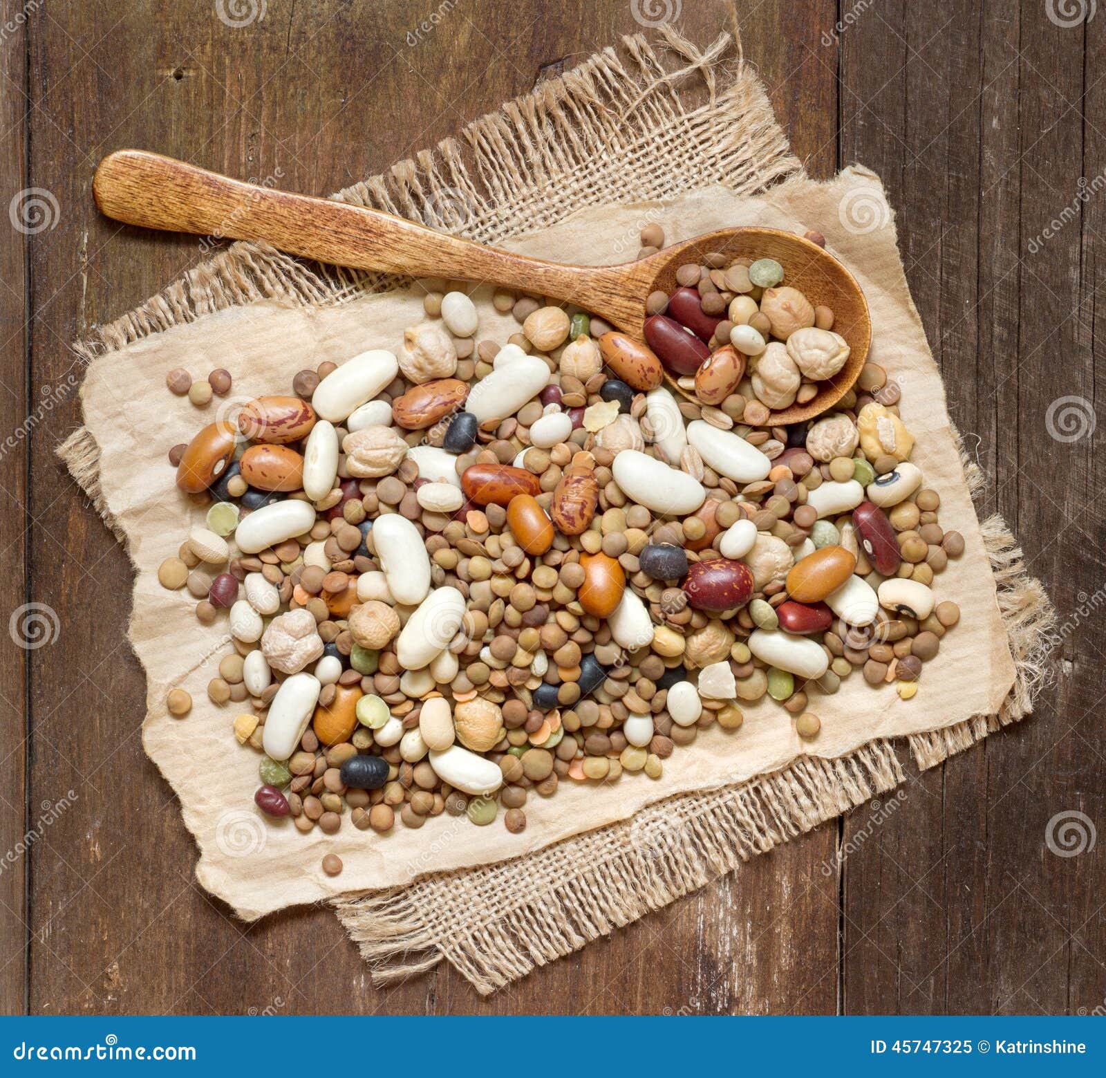 Legumes mix stock image. Image of legumes, burlap, dried - 45747325