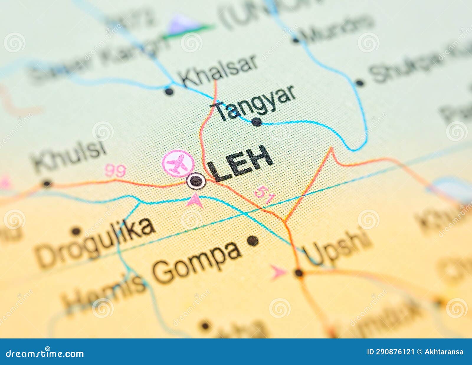 Leh on a Map of India with Blur Effect Stock Image - Image of geography ...