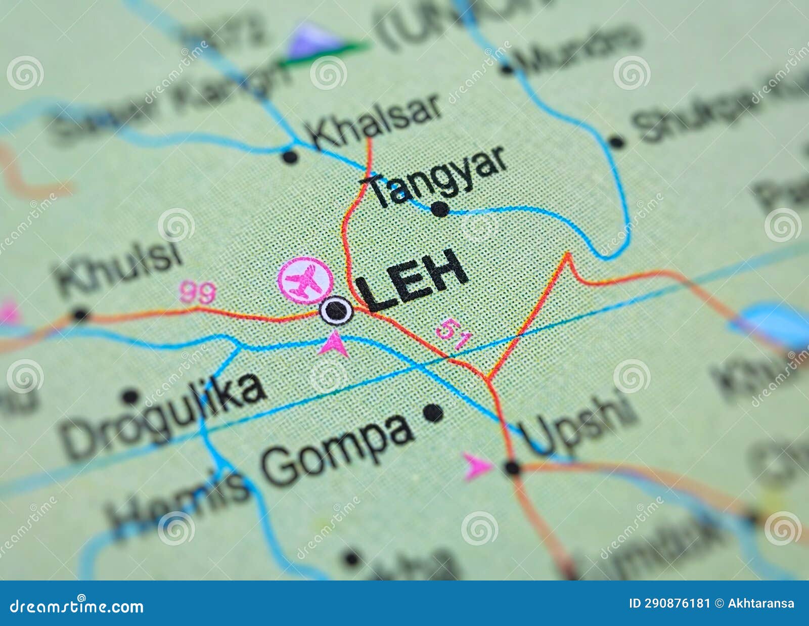 Leh on a Map of India with Blur Effect Stock Image - Image of ...
