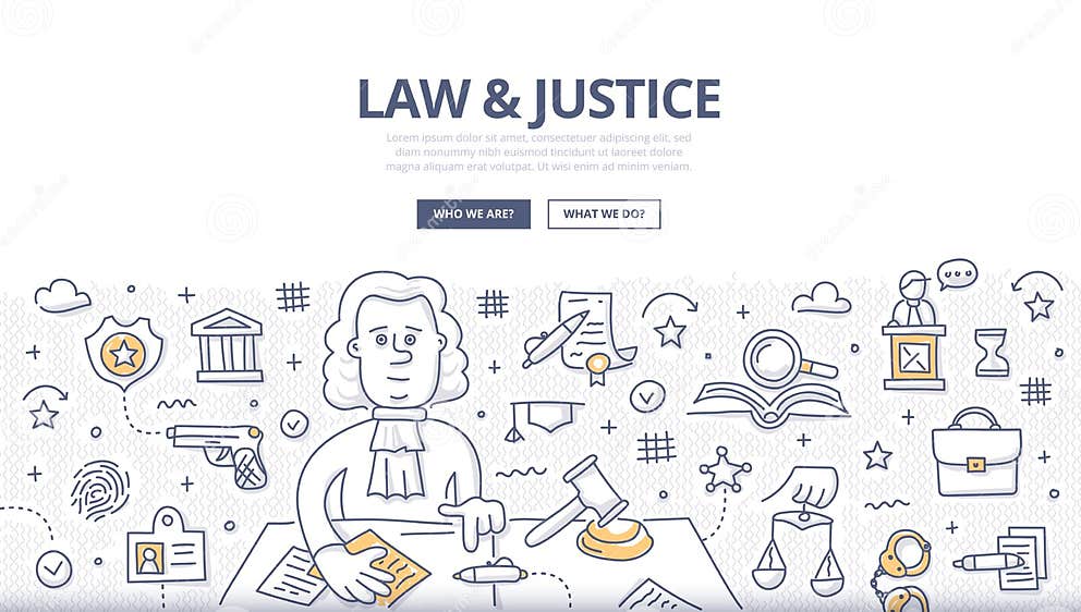 Lei & Justiça Doodle Concept Ilustração do Vetor - Ilustração de juiz ...