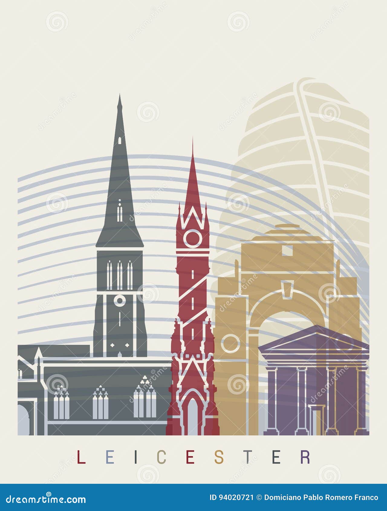 Leicester skyline poster stock vector. Illustration of poster - 94020721