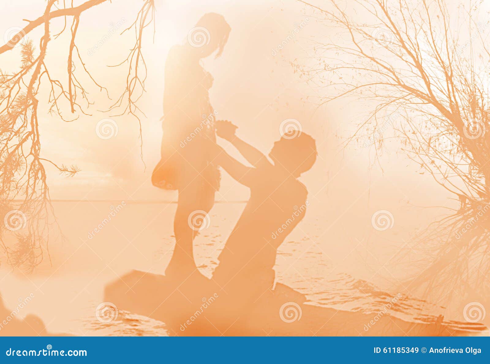 Leichte Romantische Verabredung in Einem Morgennebel Stock Abbildung ...