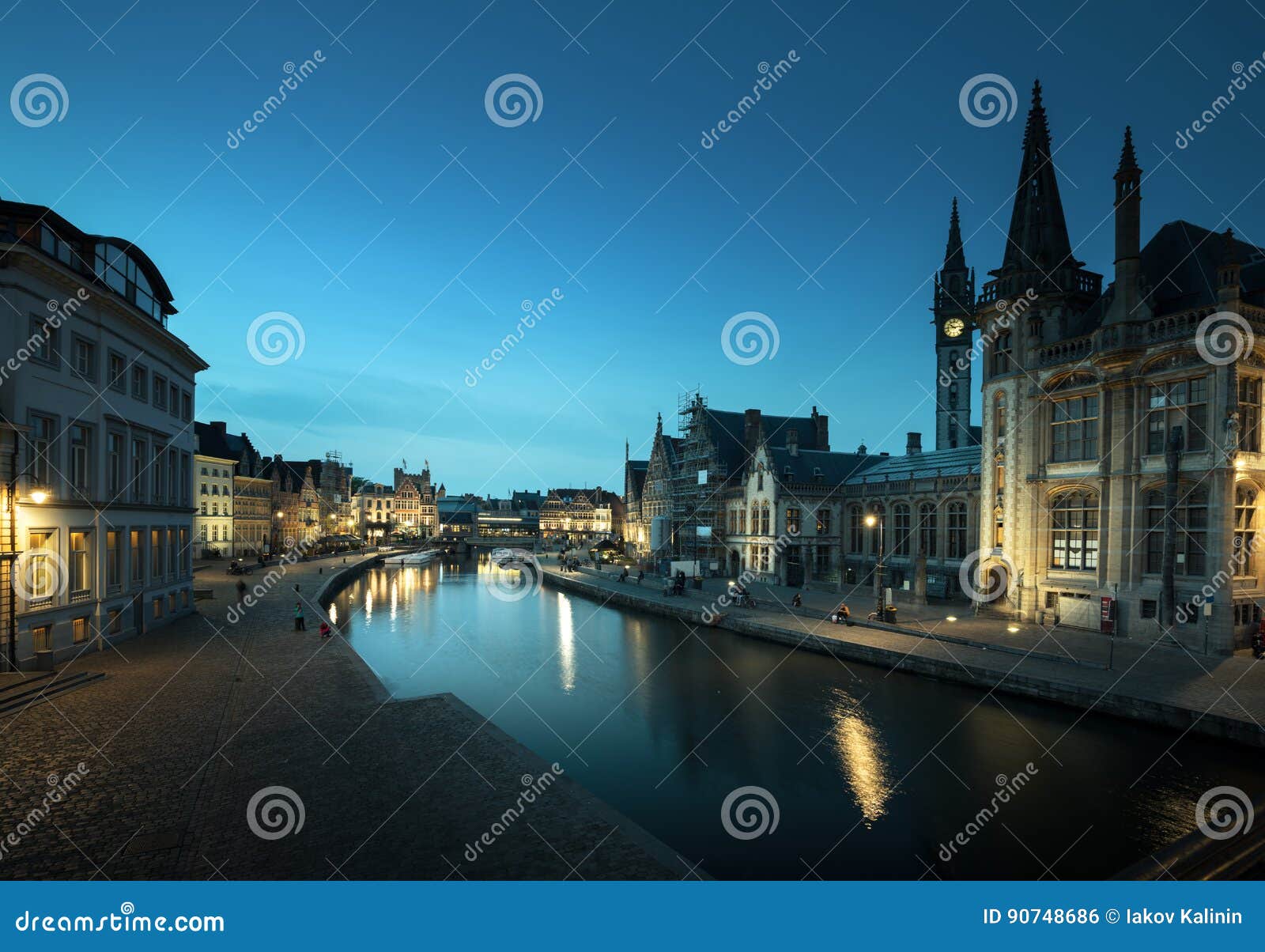 Leie river in Ghent town editorial photo. Image of canal - 90748686