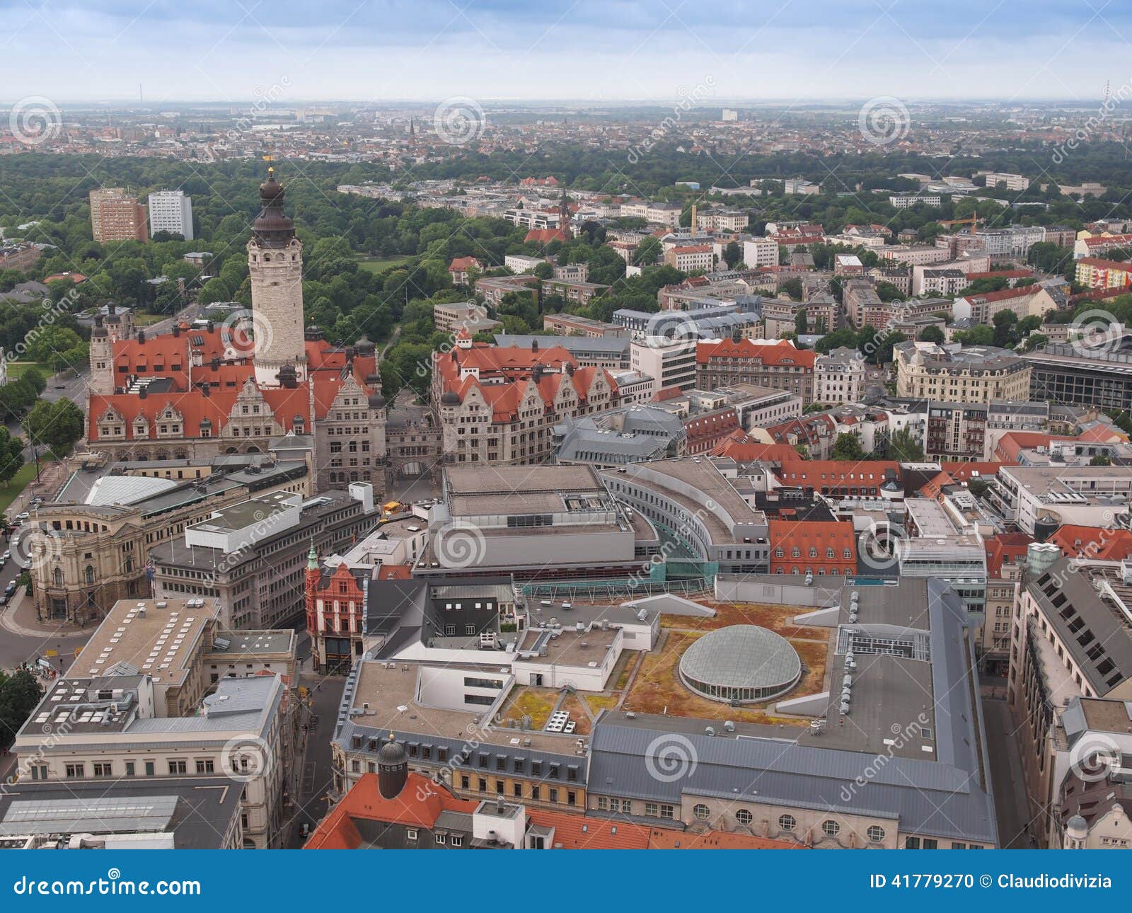 Leipzig aerial view stock photo. Image of city, scene - 41779270