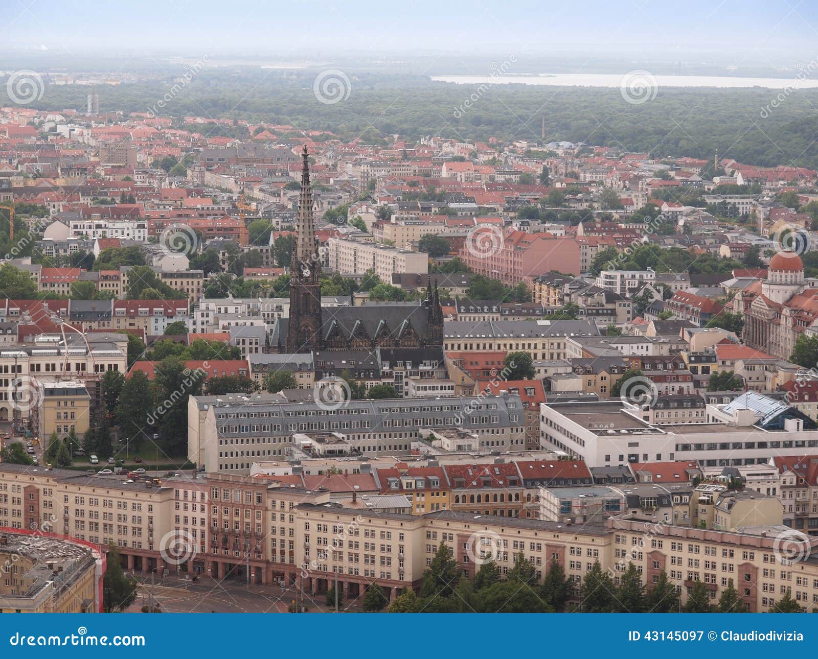 Leipzig aerial view stock image. Image of city, town - 43145097