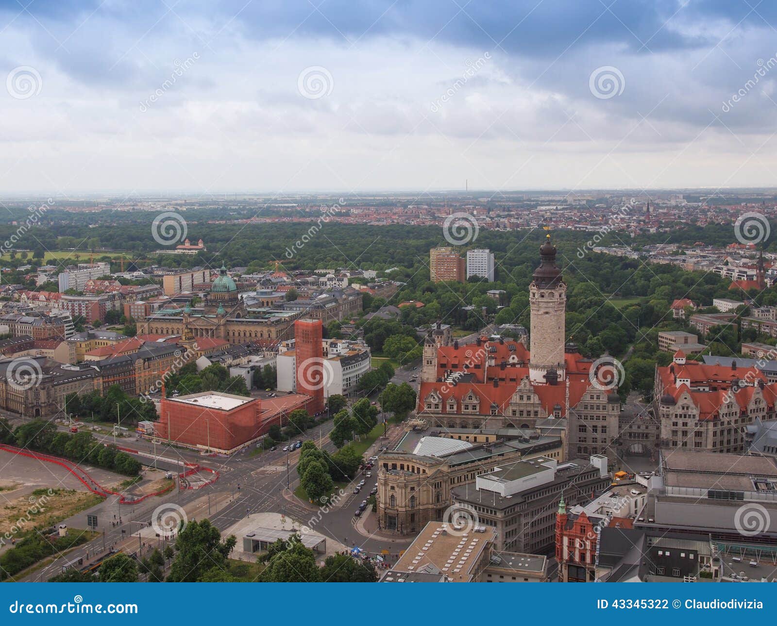 Leipzig aerial view stock photo. Image of urban, town - 43345322