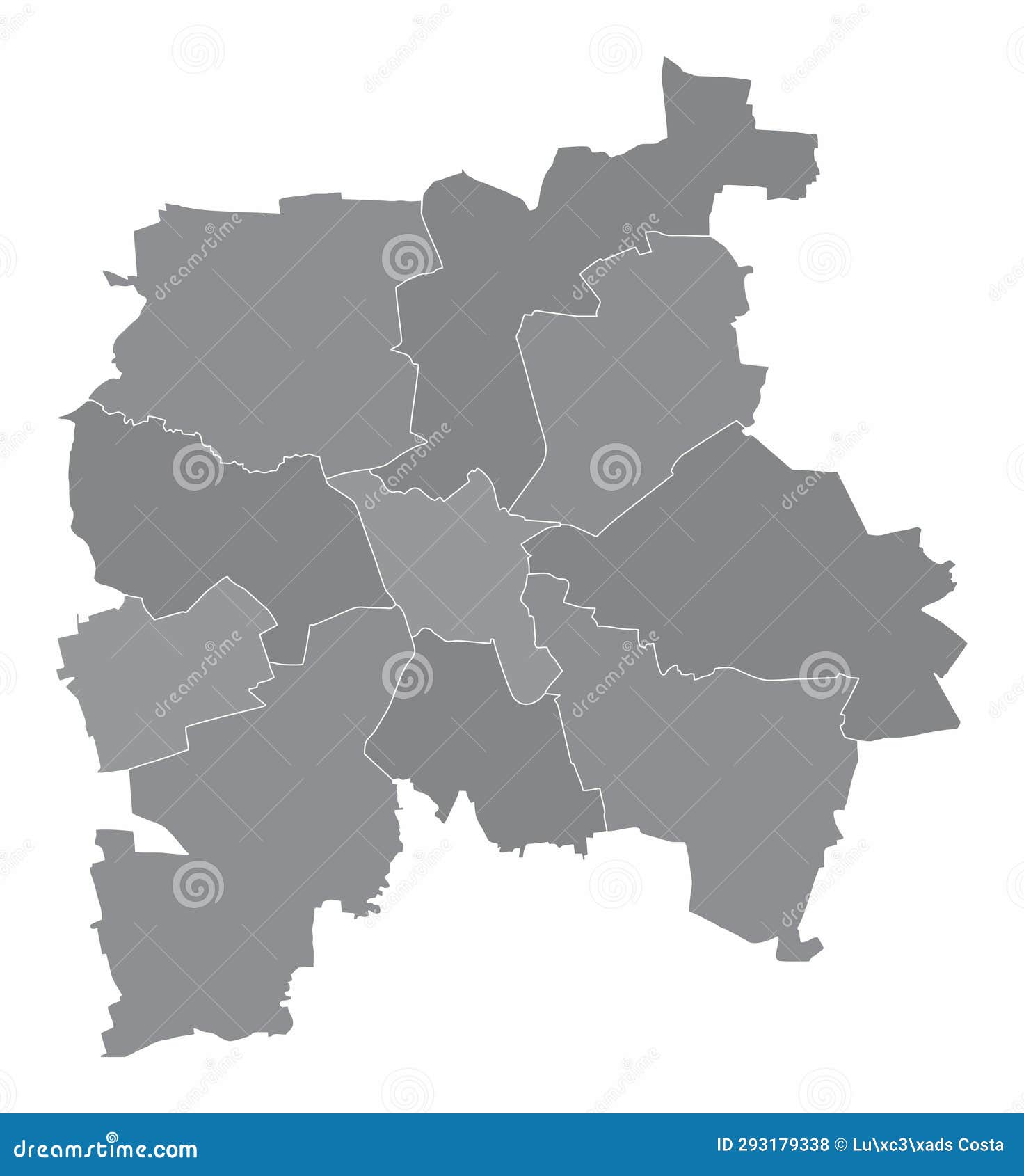 Leipzig City Administrative Map Stock Illustration - Illustration of ...