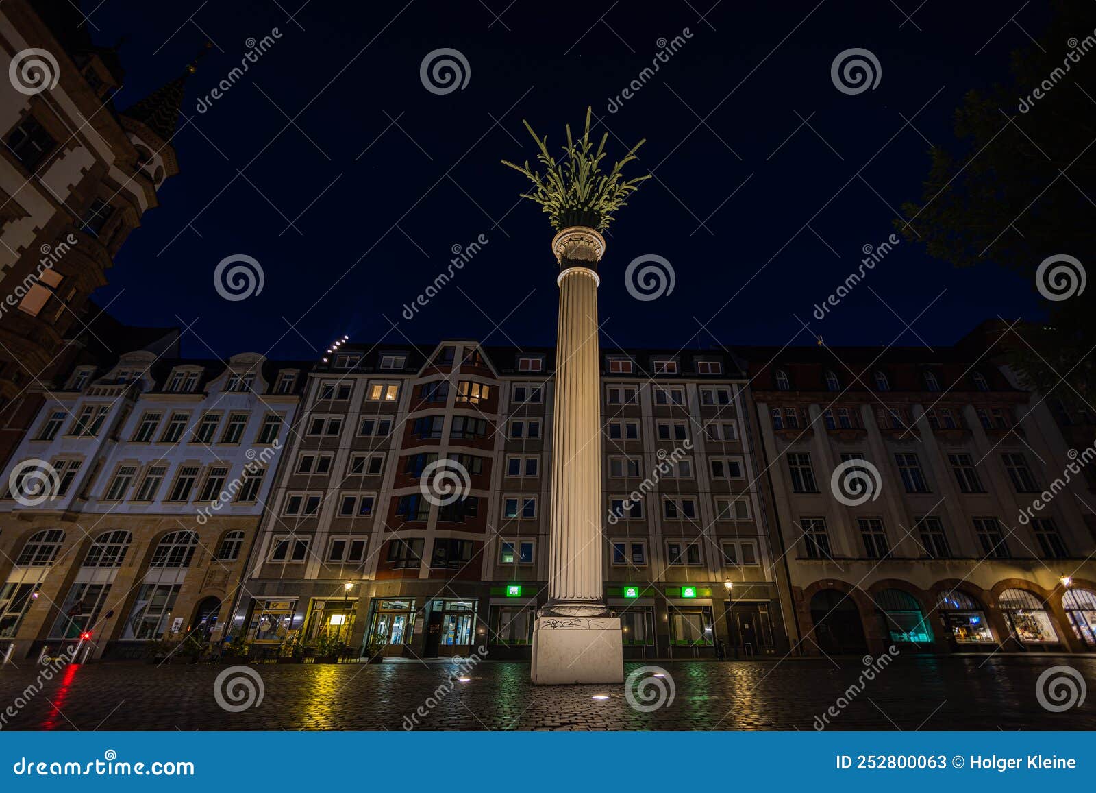 Leipzig, Germany - July 02, 2022: The Nikolai Pillar At The Nikolai ... Leipzig, Germany - July 02, 2022: The Nikolai Pillar At The Nikolai ...