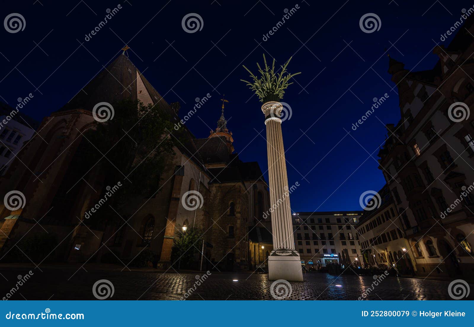 Leipzig, Germany - July 02, 2022: The Nikolai Pillar At The Nikolai ... Leipzig, Germany - July 02, 2022: The Nikolai Pillar At The Nikolai ...