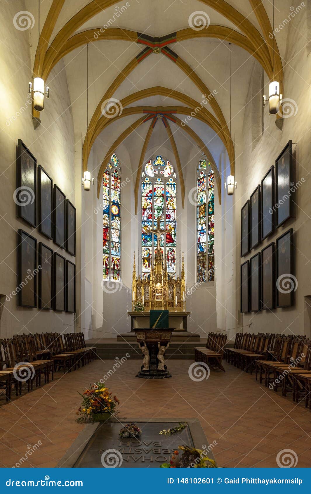 Interior of St Thomas Church Thomaskirche, a Lutheran Church in Leipzig ...