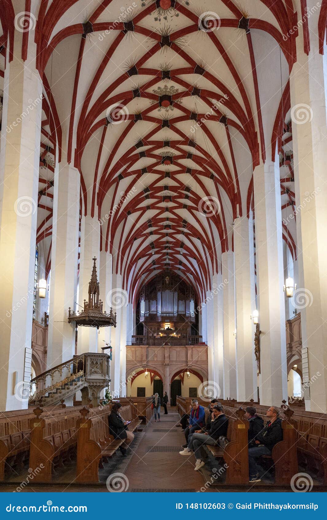 Interior of St Thomas Church Thomaskirche, a Lutheran Church in Leipzig ...
