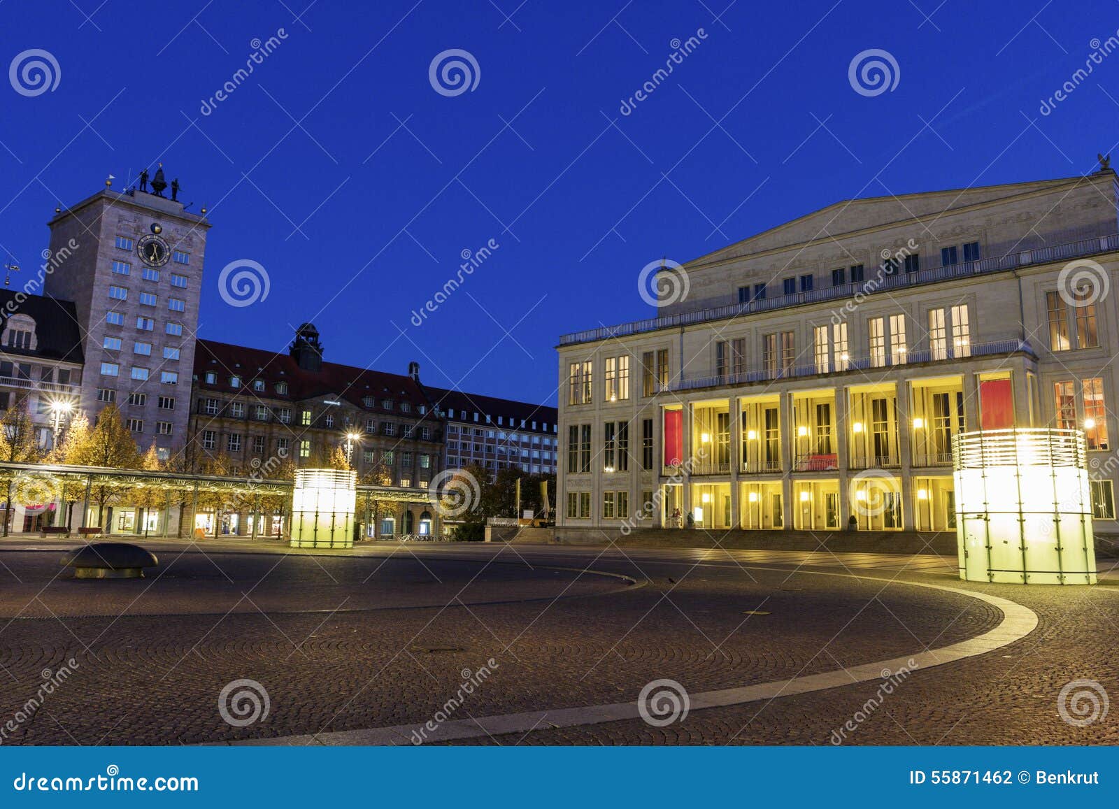 Leipzig Opera and Augustus Square Stock Photo - Image of opera ...