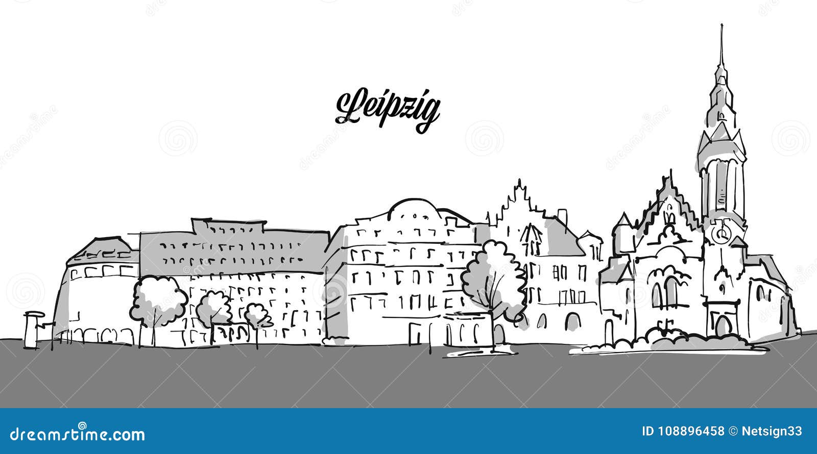 Leipzig Panorama Banner Layout Stock Vector - Illustration of culture ...