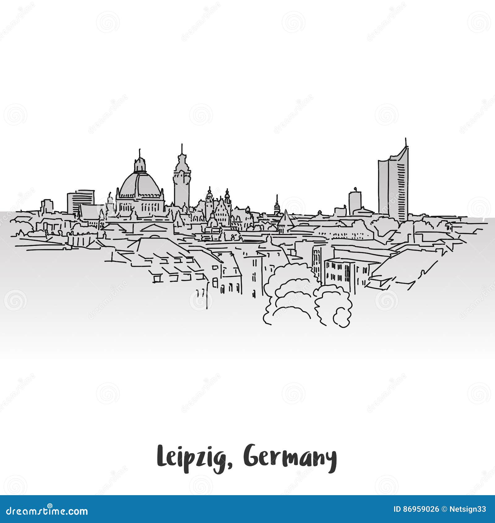 Leipzig Panorama Banner Layout Vector Illustration | CartoonDealer.com ...