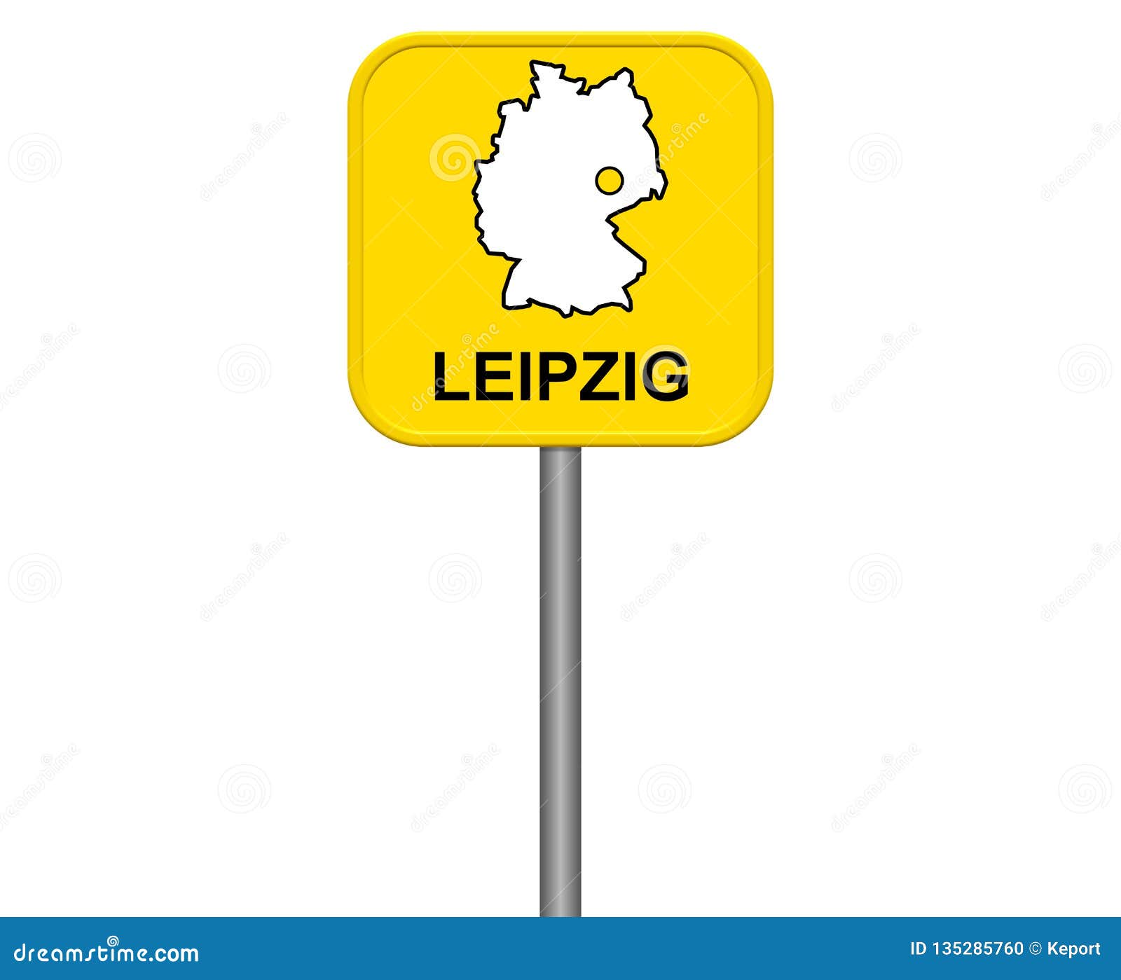 Leipzig - Yellow City Sign with German Map Stock Illustration ...
