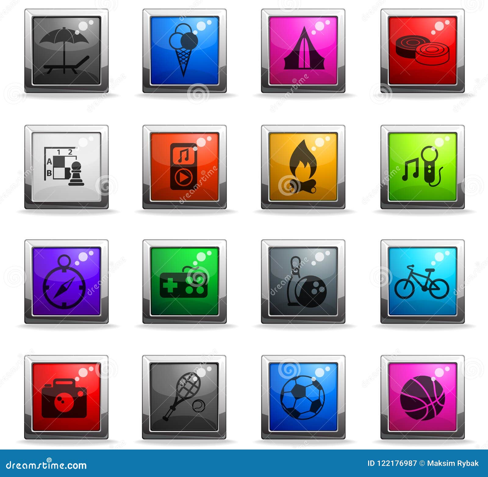 Leisure icon set stock vector. Illustration of rest - 122176987