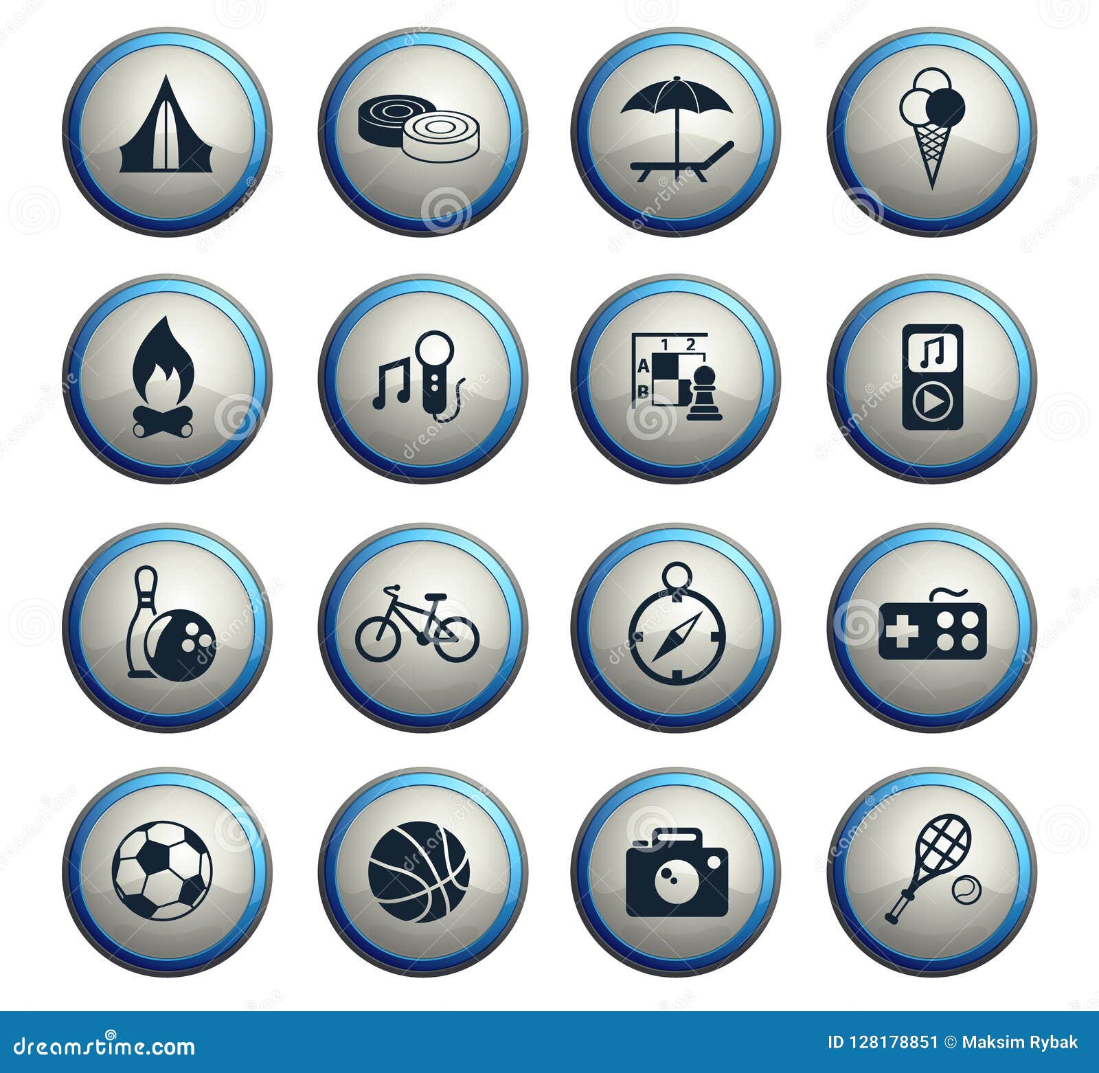 Leisure icon set stock vector. Illustration of cream - 128178851