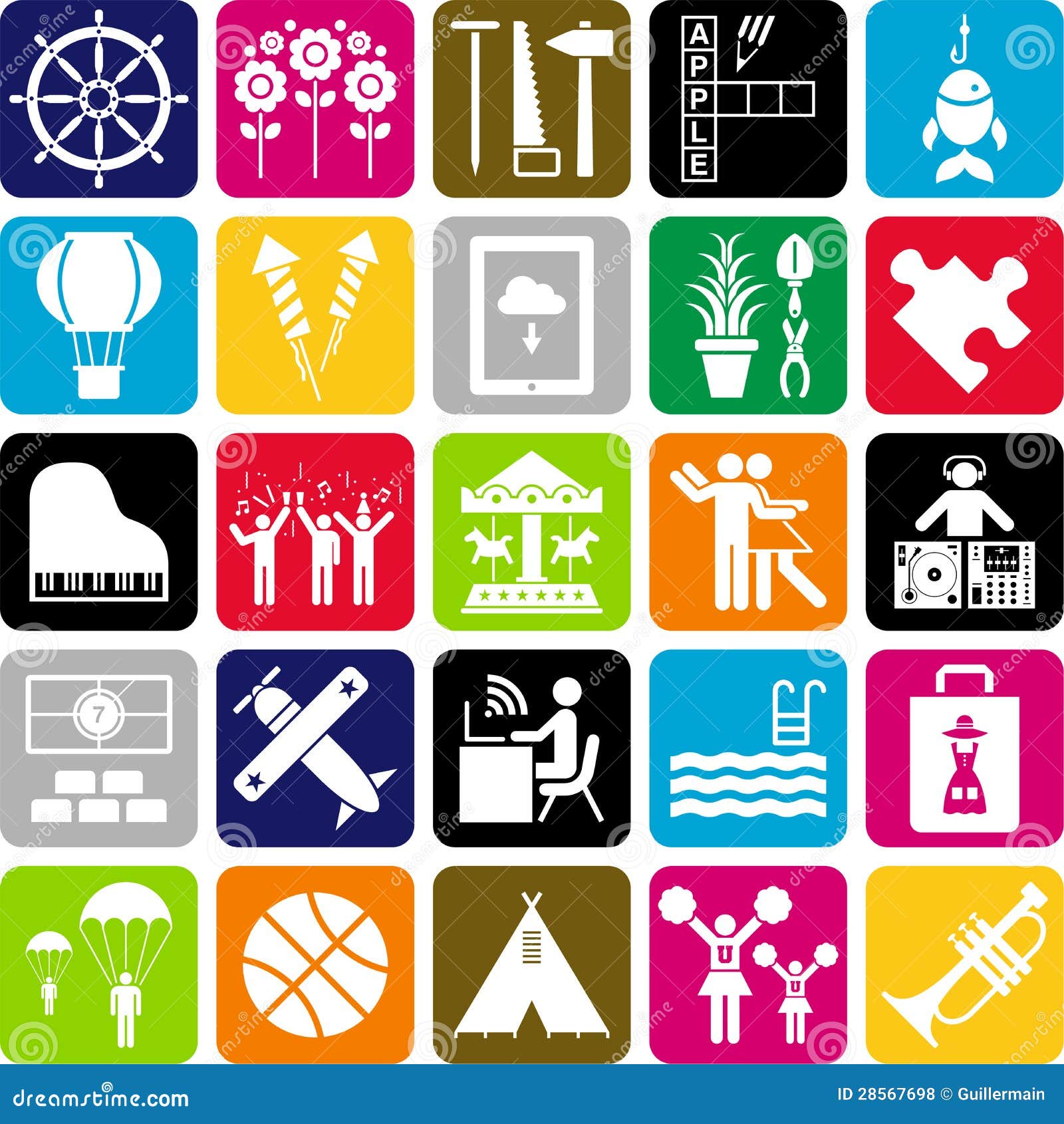 Leisure icons stock vector. Illustration of parachute - 28567698