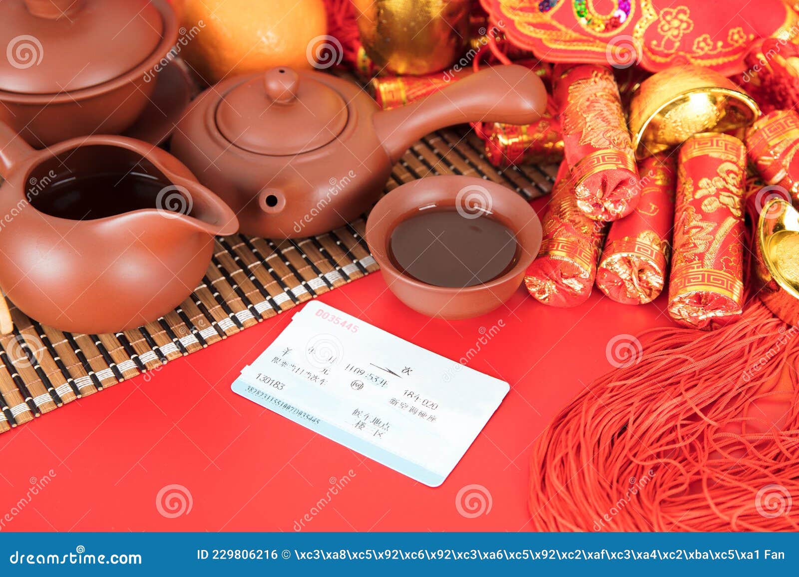 Leisure Tea and a Train Ticket for the Spring Festival Stock Photo ...