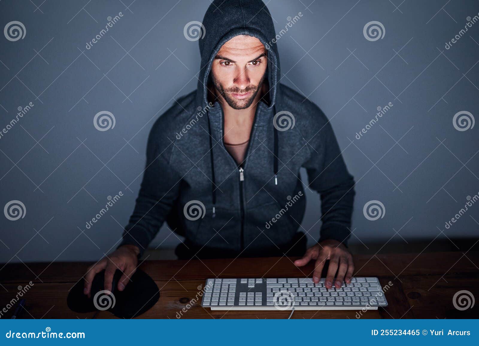 Leisure Time. a Young Man Playing Computer Games at Night. Stock Image ...