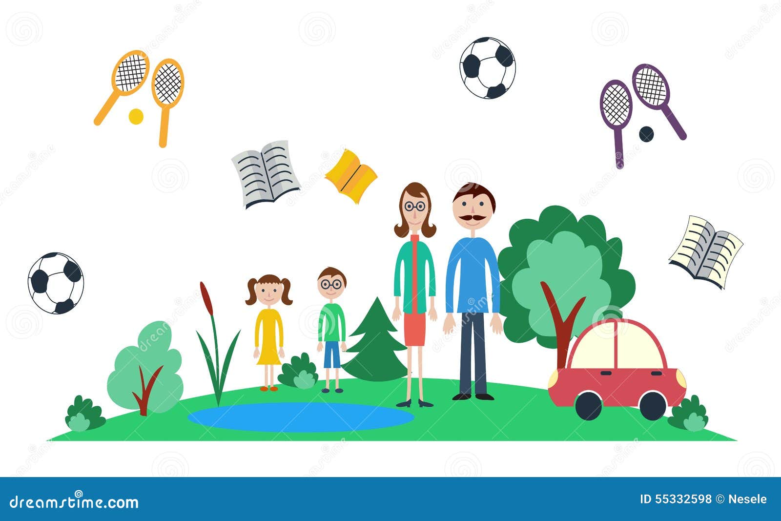 Leisure stock vector. Illustration of pond, mother, child - 55332598