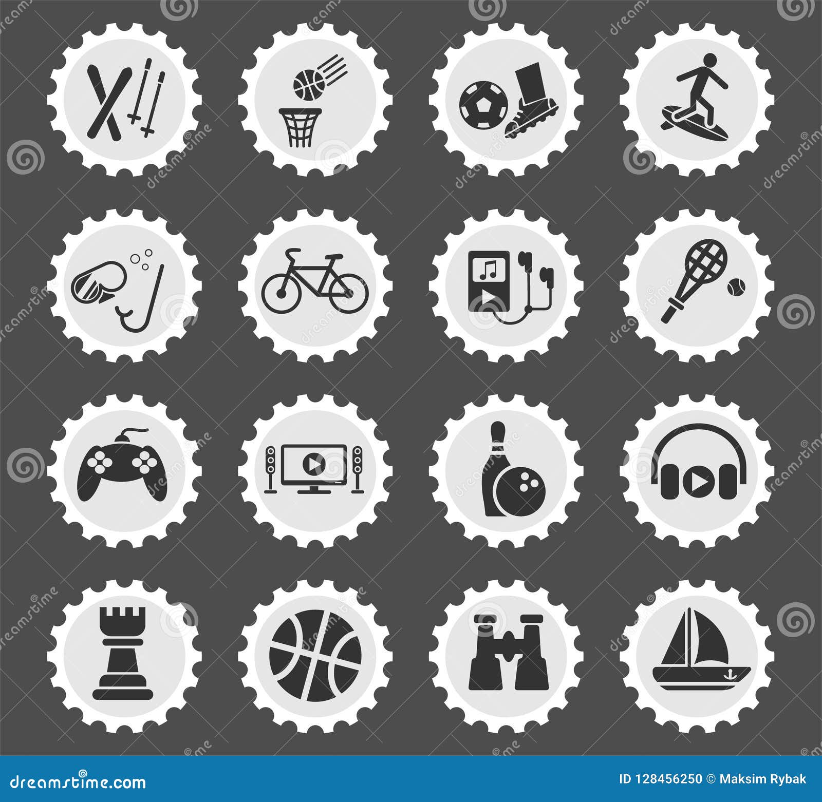 Leisure icon set stock vector. Illustration of yacht - 128456250