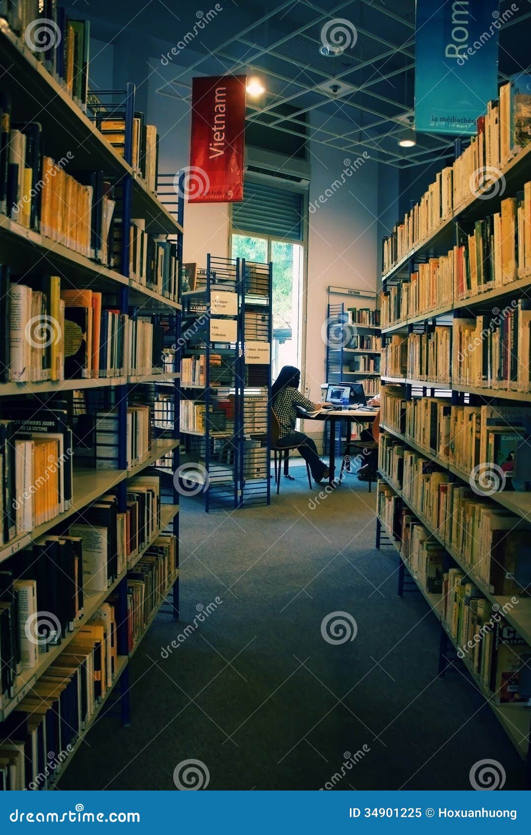 Leitura Do Leitor Na Biblioteca Imagem Editorial - Imagem de lifestyle ...