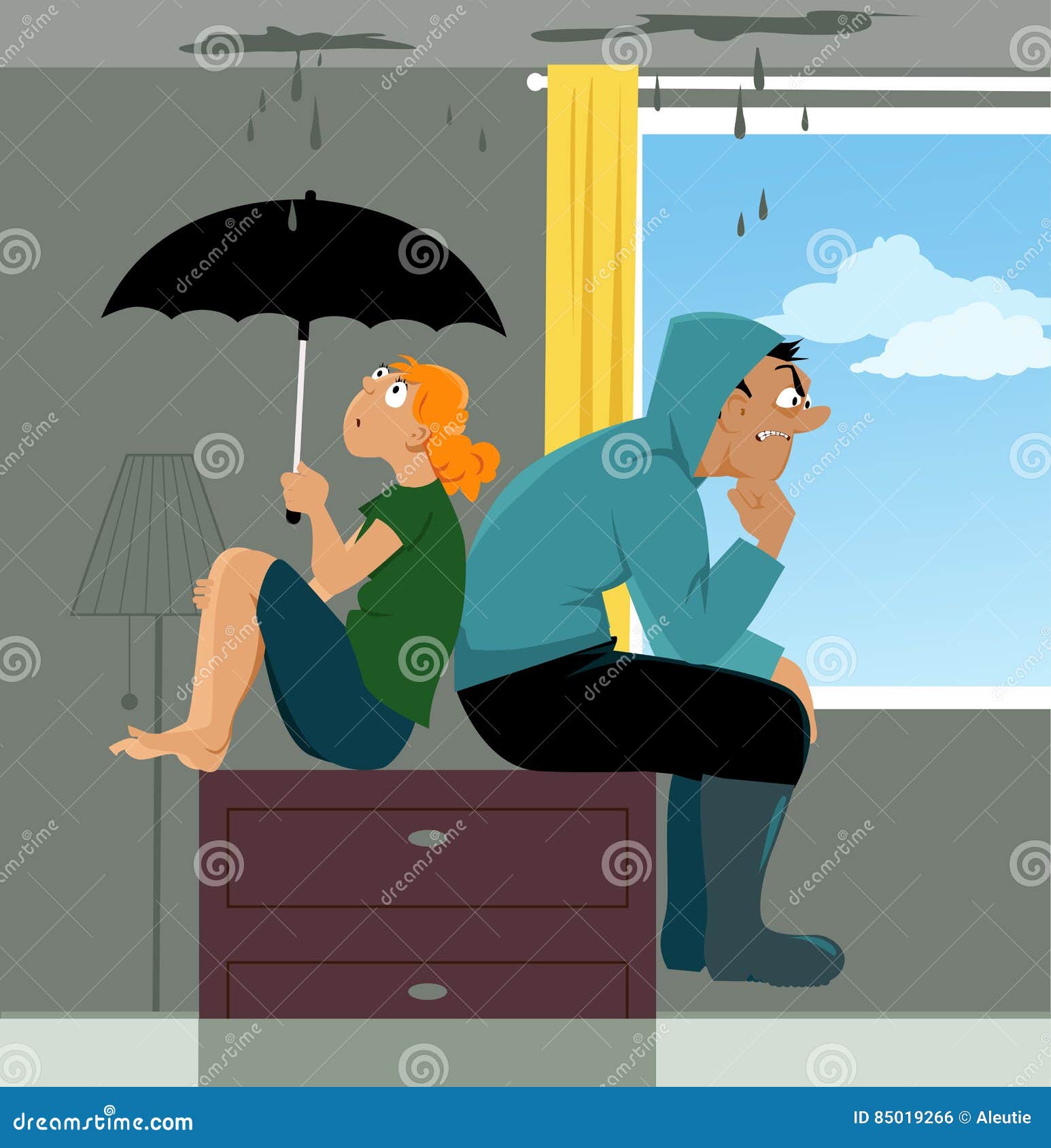 Lek op het dak vector illustratie. Illustration of flat - 85019266