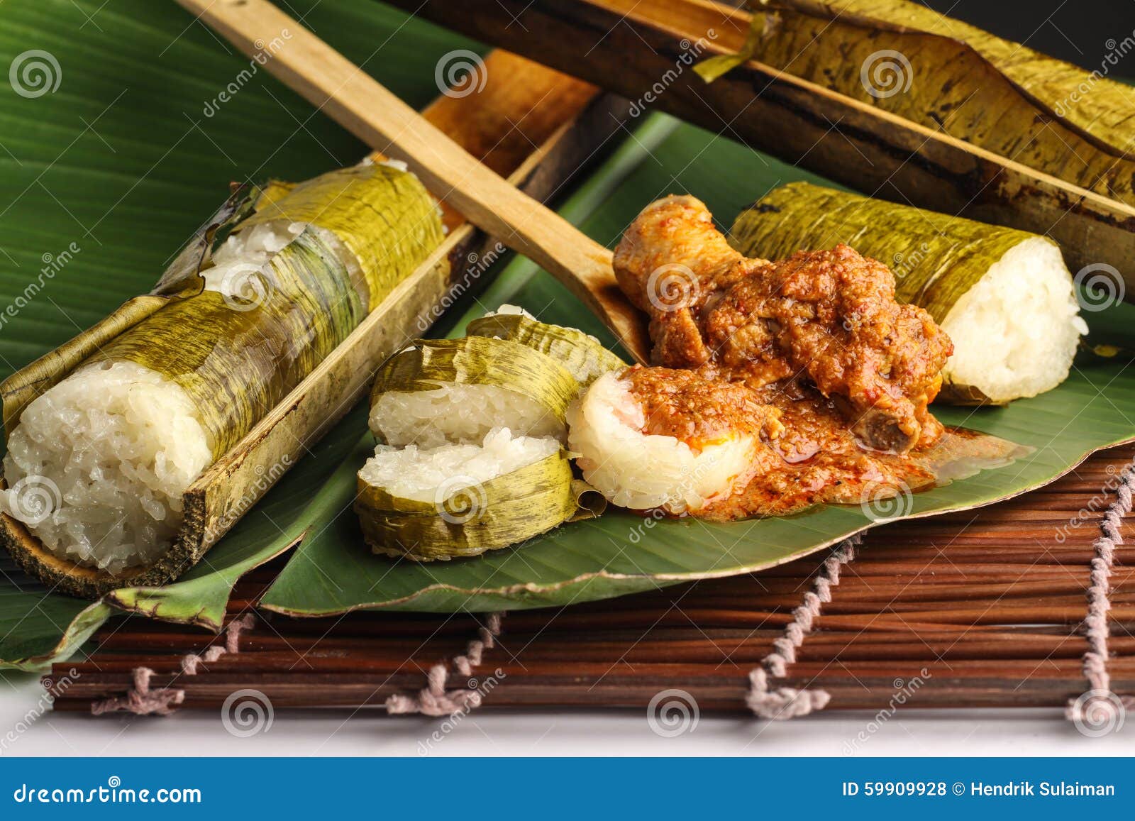 Lemang stock photo. Image of garnish, ketupat, isolated - 59909928