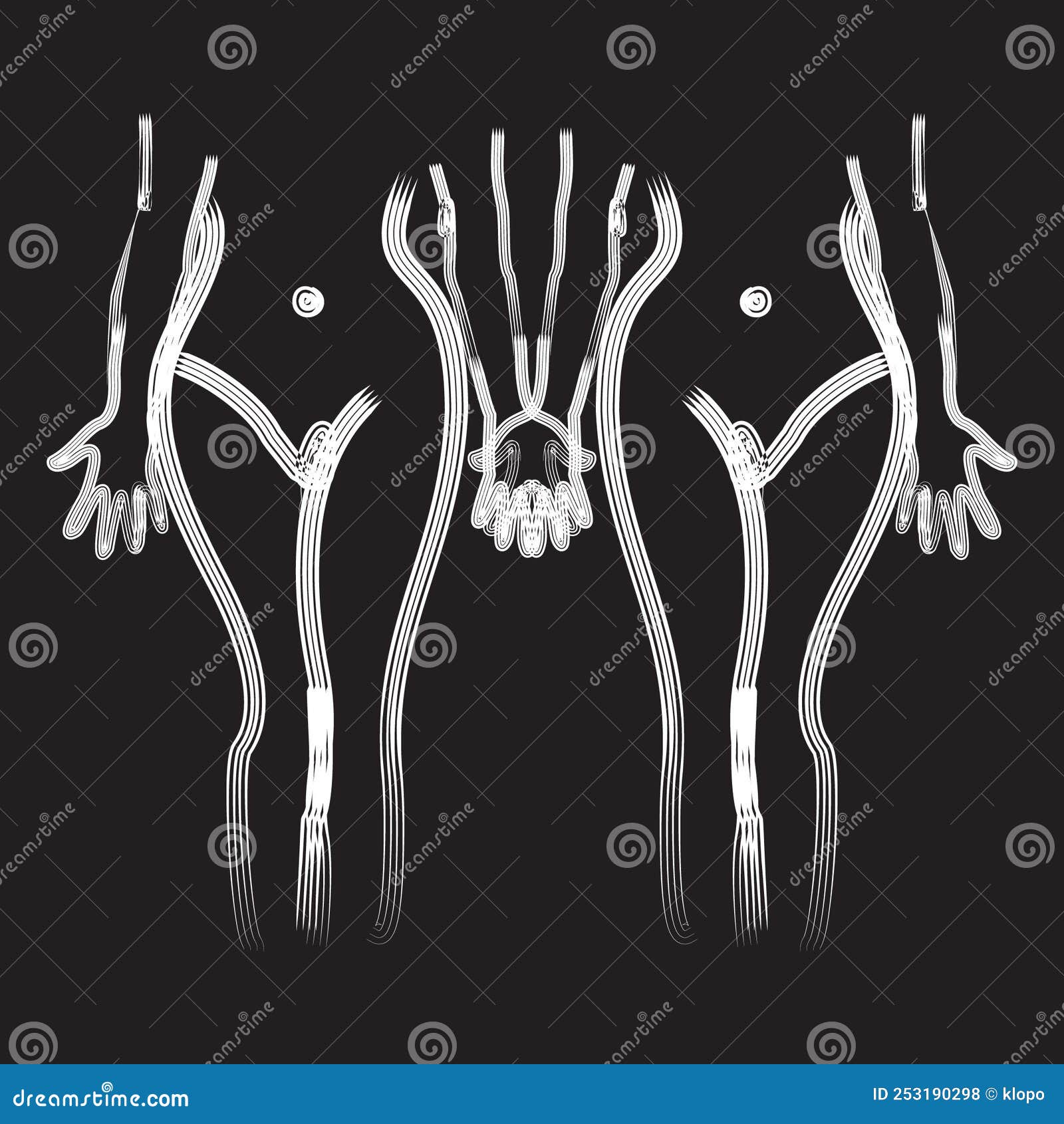 Front View of Female Body Sketch with Minimalistic Lines. Vector ...