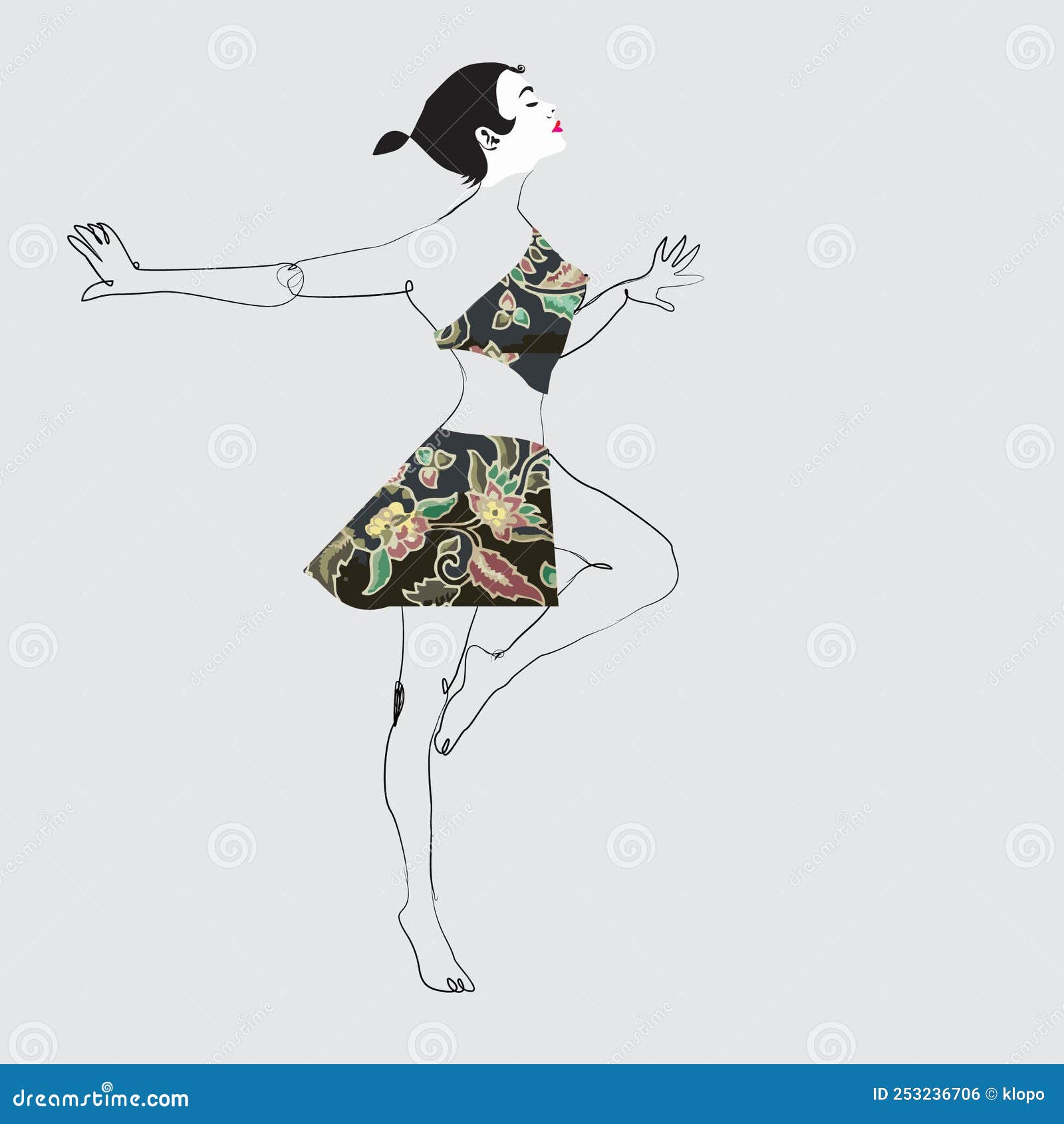 Illustration of a Beach Dress with a Banyumas Batik Motif Central Java ...