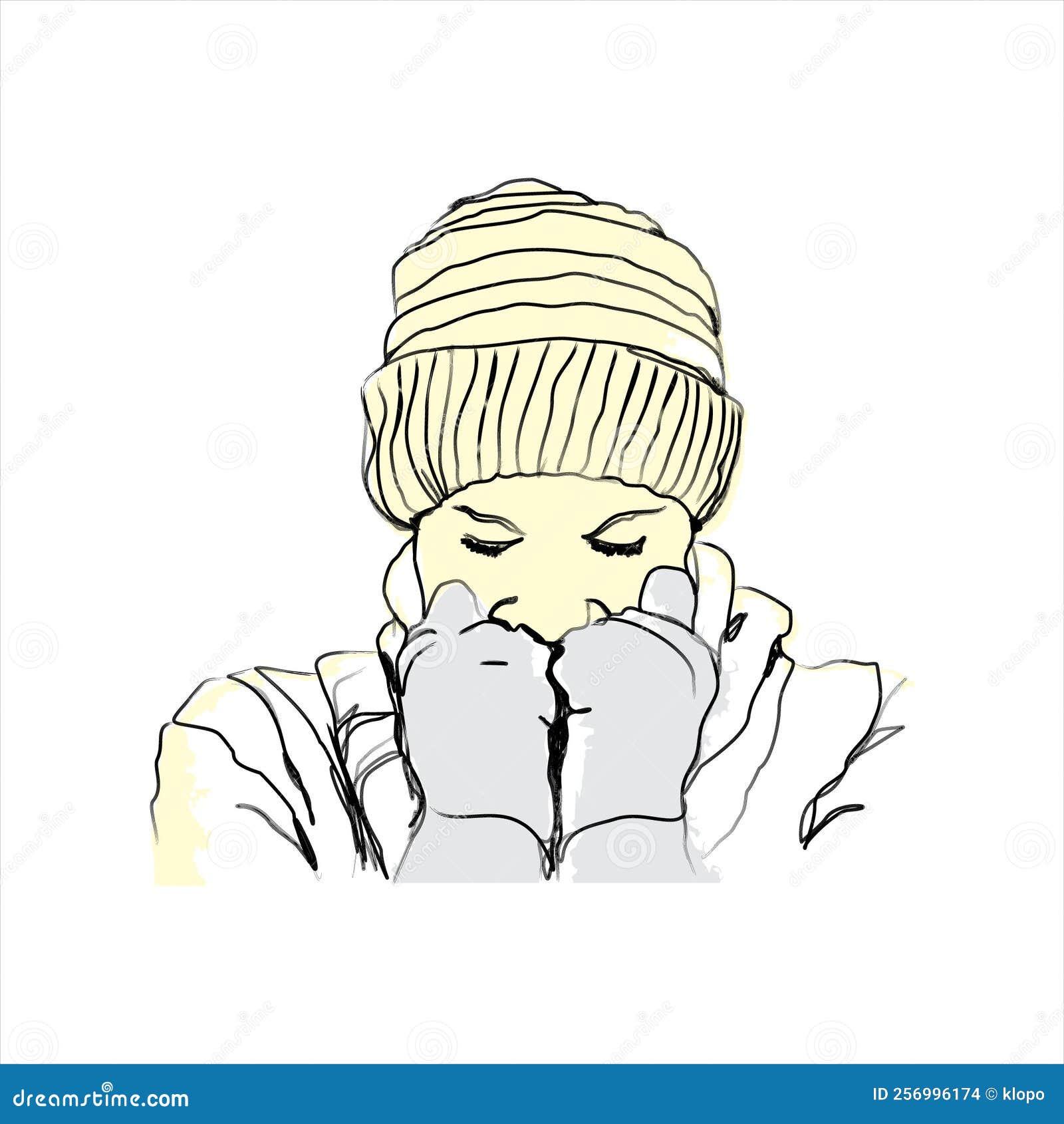 Hand Drawn Illustration of Cold Person Expression Stock Illustration ...