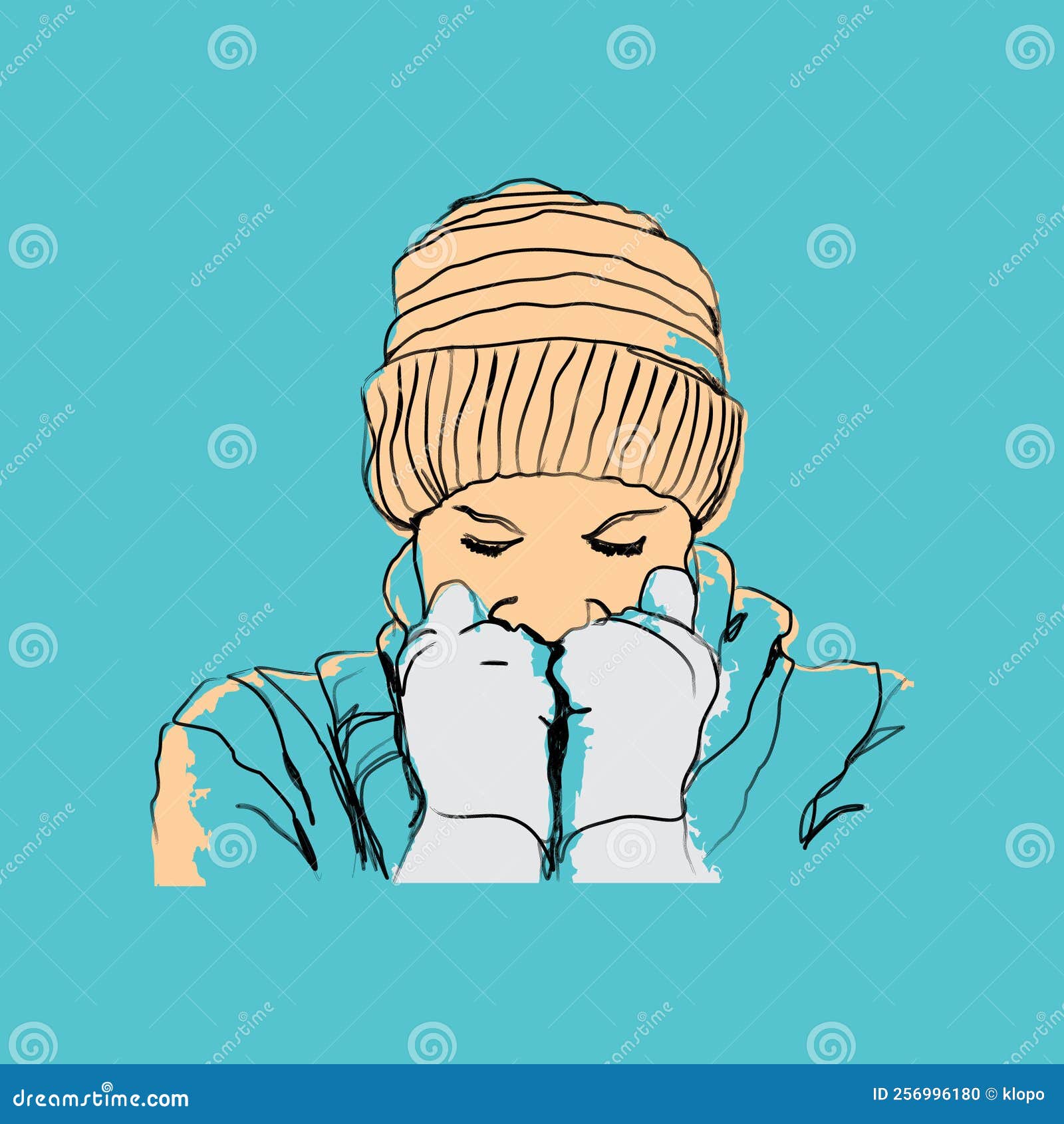 Hand Drawn Illustration of Cold Person Expression Stock Illustration ...