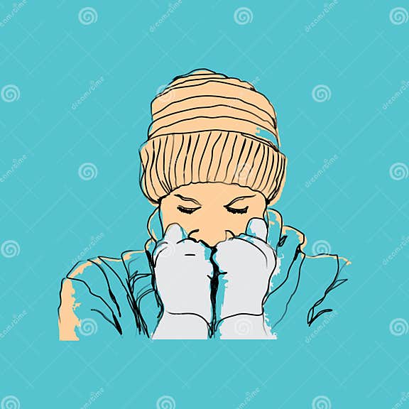 Hand Drawn Illustration of Cold Person Expression Stock Illustration ...