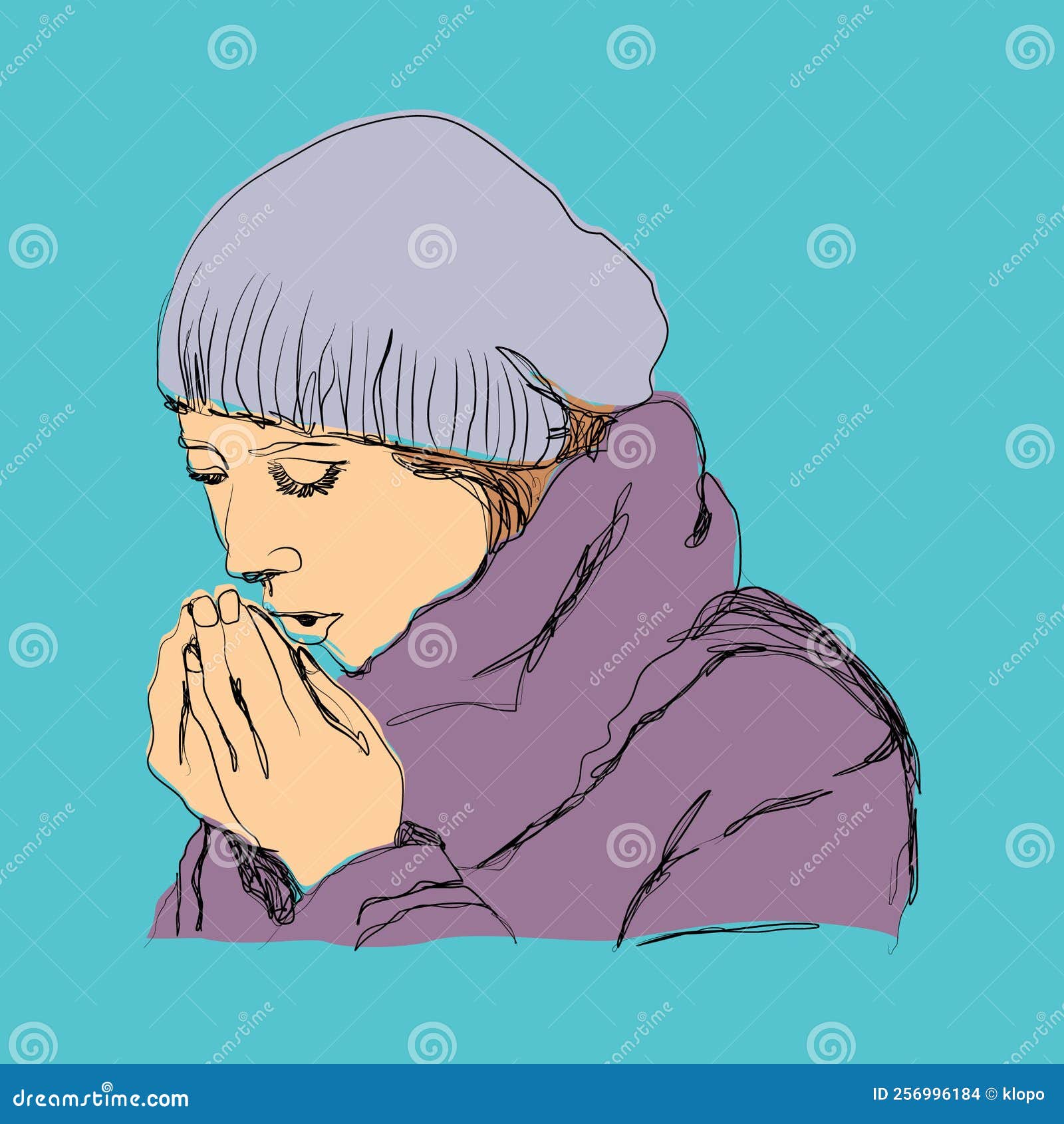 Hand Drawn Illustration of Cold Person Expression Stock Illustration ...