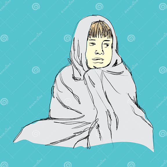 Hand Drawn Illustration of Cold Person Expression Stock Illustration ...