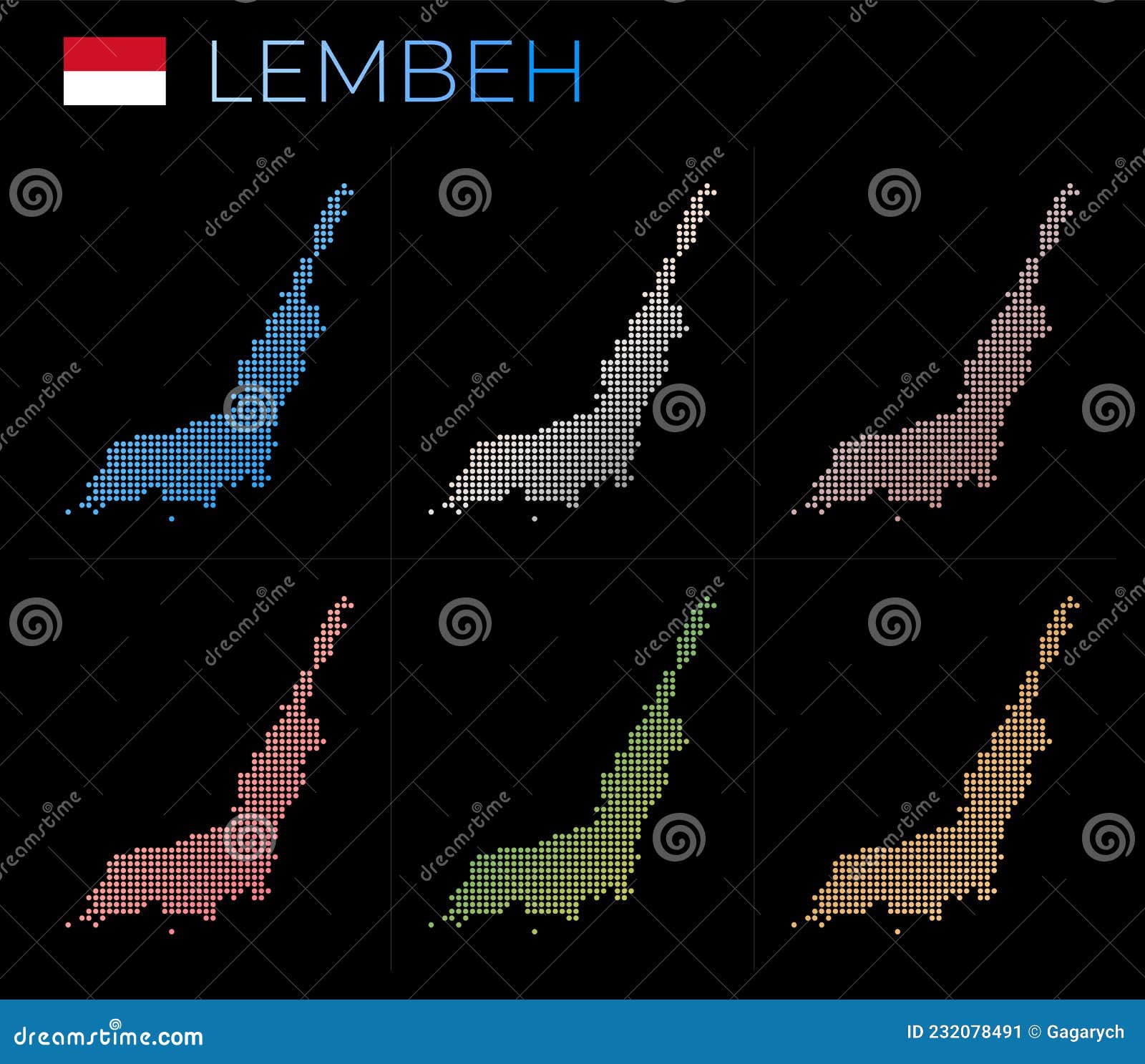 Lembeh Dotted Glowing Map. Cartoon Vector | CartoonDealer.com #236218103