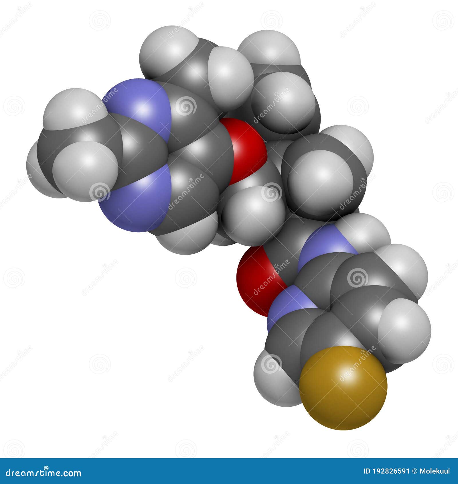 Lemborexant Insomnia Drug Molecule. 3D Rendering. Atoms Are Represented ...